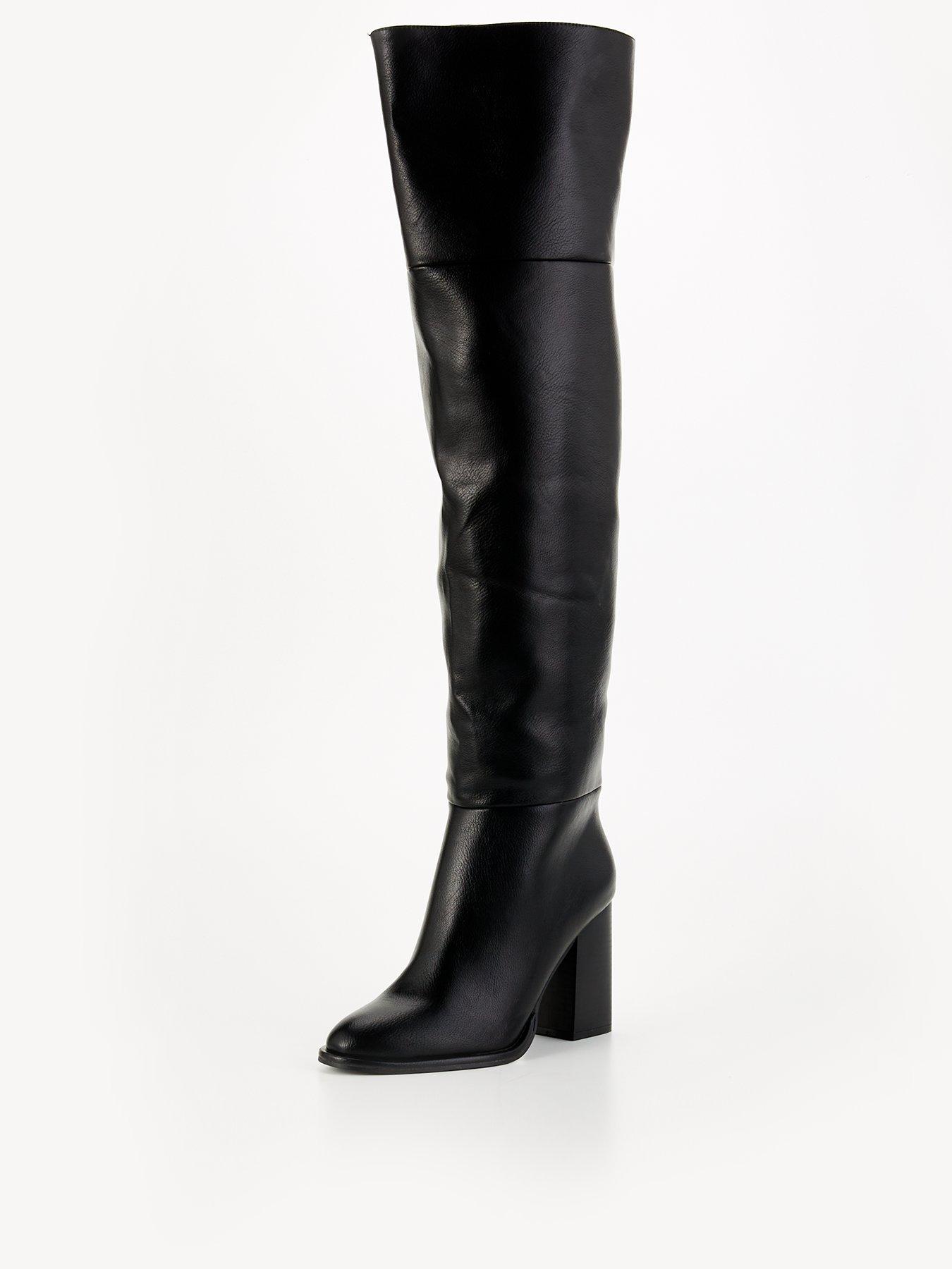 V by Very Over The Knee Block Heel Boot - Black | Very