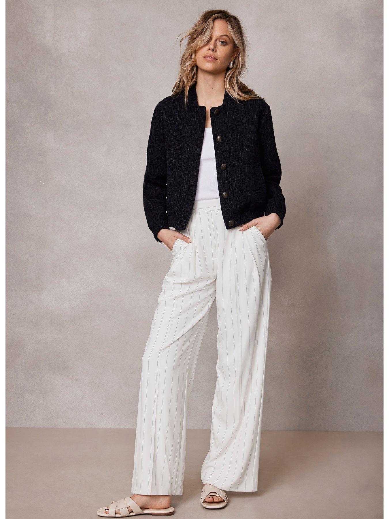 Mint Velvet Navy Boucle Cropped Jacket | Very