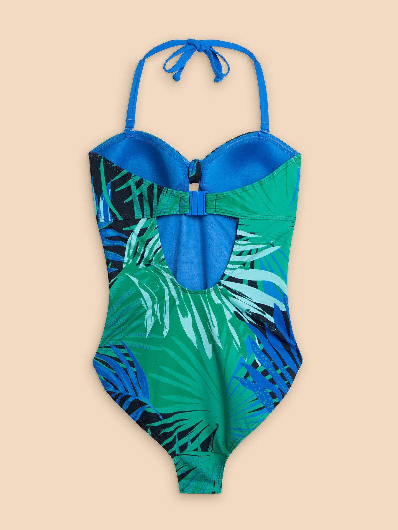 White Stuff Belle Bandeau Swimsuit Green Uk