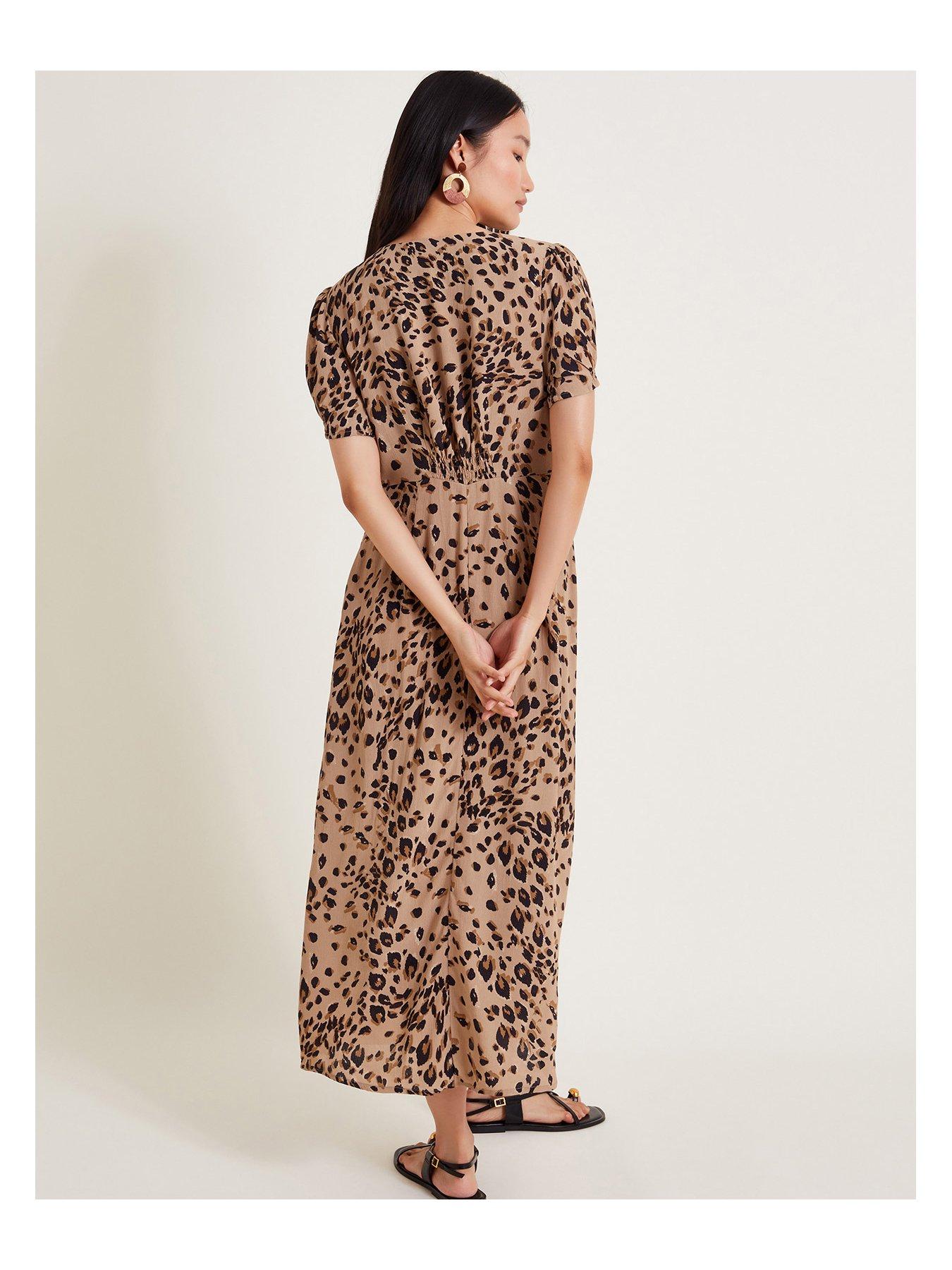 Monsoon Animal Print Raife Tea Dress - Brown | Very.co.uk