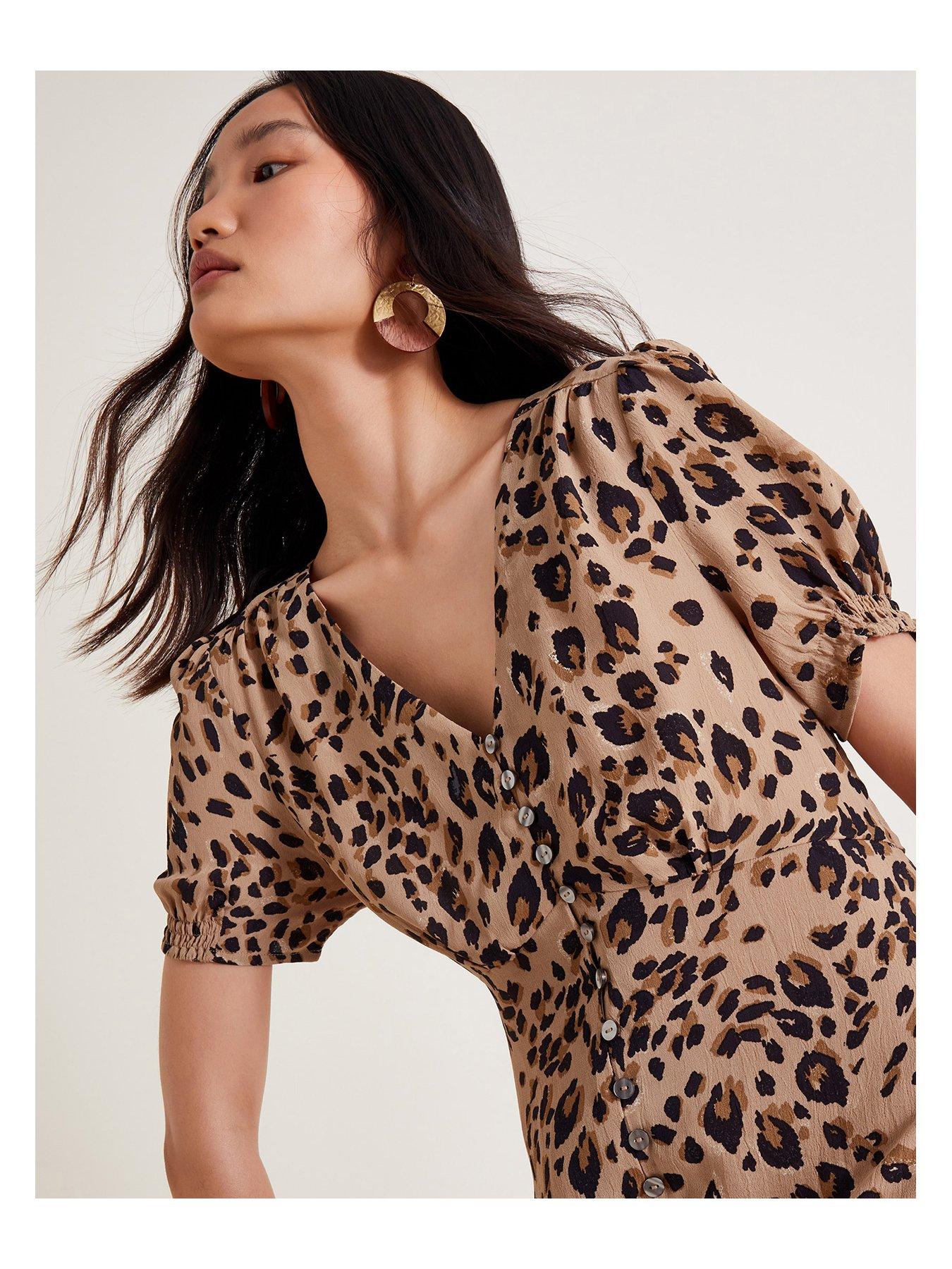 Monsoon Animal Print Raife Tea Dress - Brown | Very
