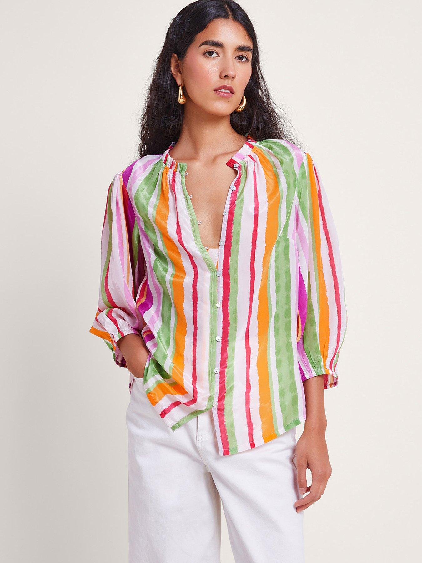 Monsoon Elsie Stripe Blouse - Orange | Very