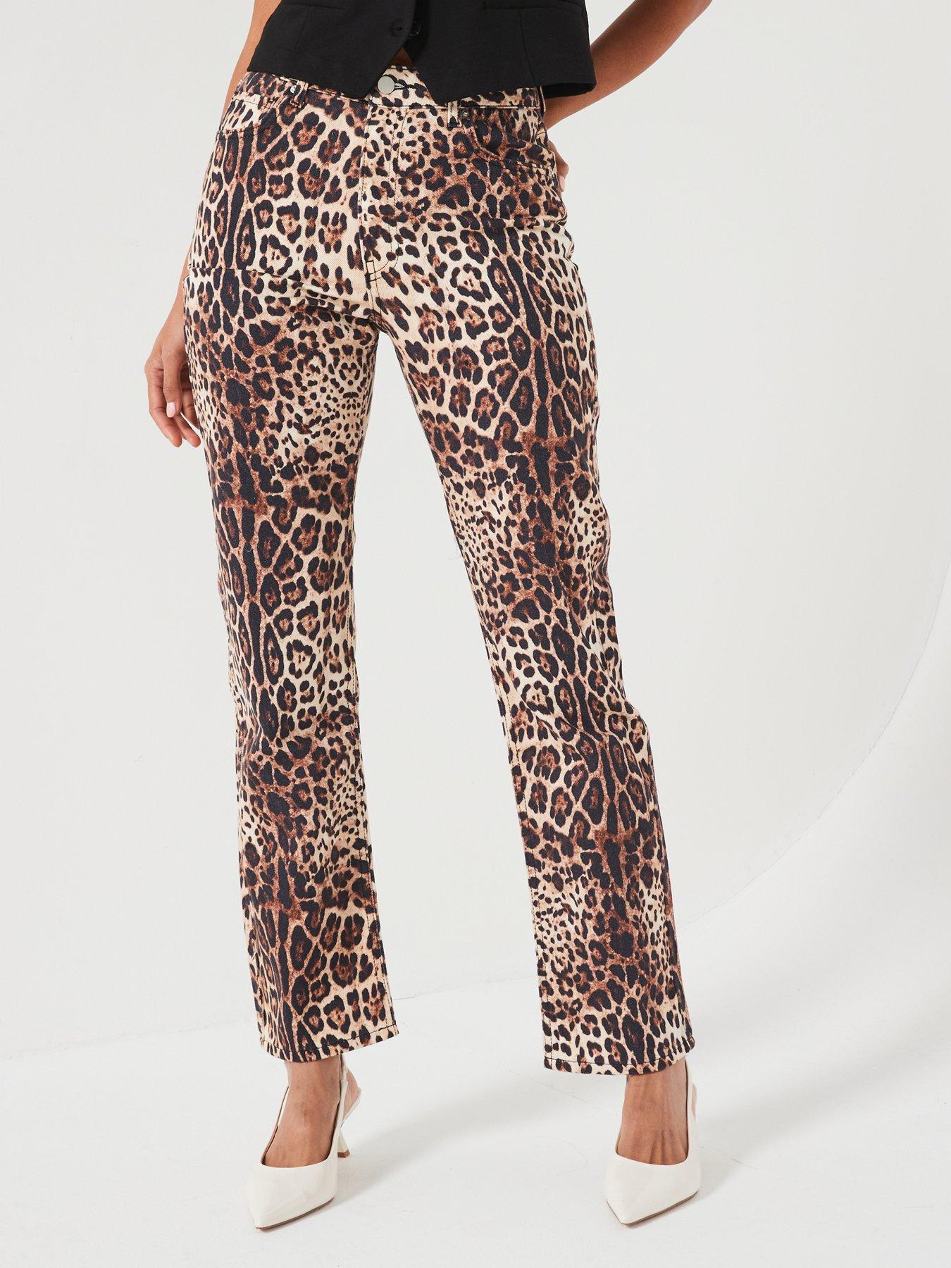 V by Very Leopard Print Straight Leg Jeans - Multi | Very