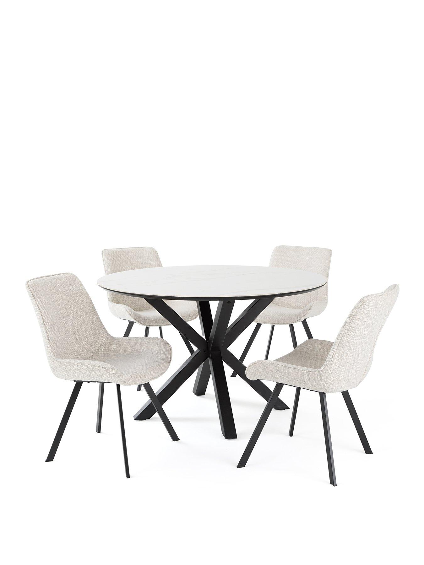 The Very Collection Arabella 120 cm Circular Ceramic Top Dining Table ...