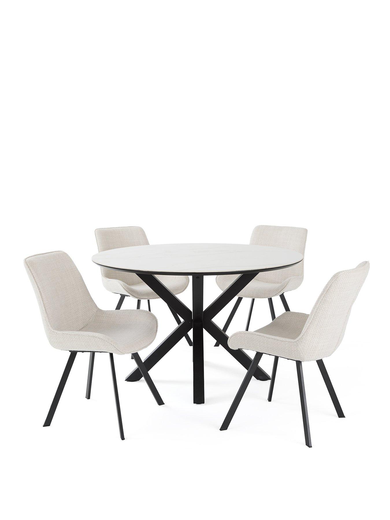 The Very Collection Arabella 120 cm Circular Ceramic Top Dining Table ...