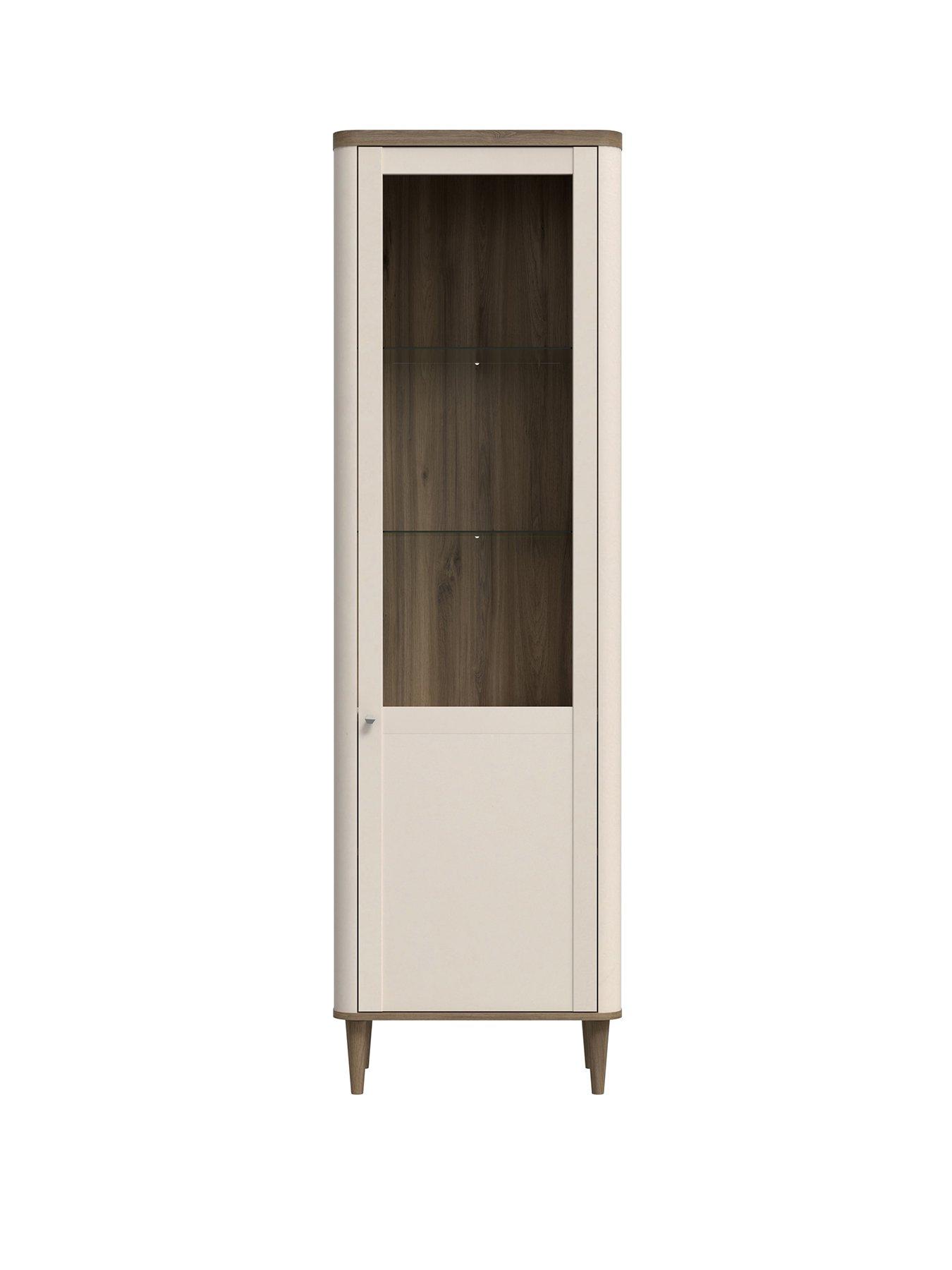 Lacetti Single Glass Door Display Cabinet - Cream/Oak | Very