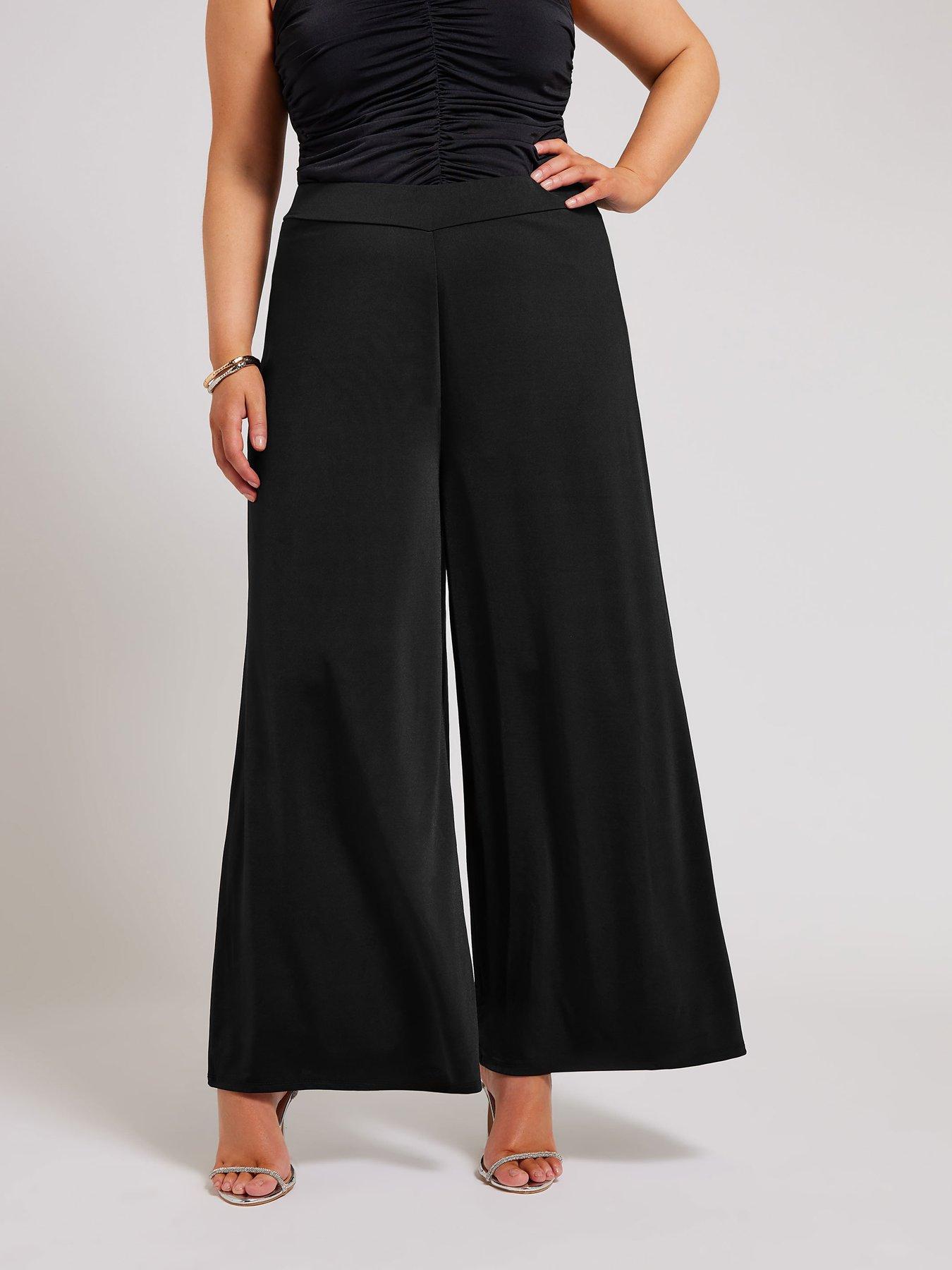 Yours Slinky Wide Leg Trousers - Black | Very