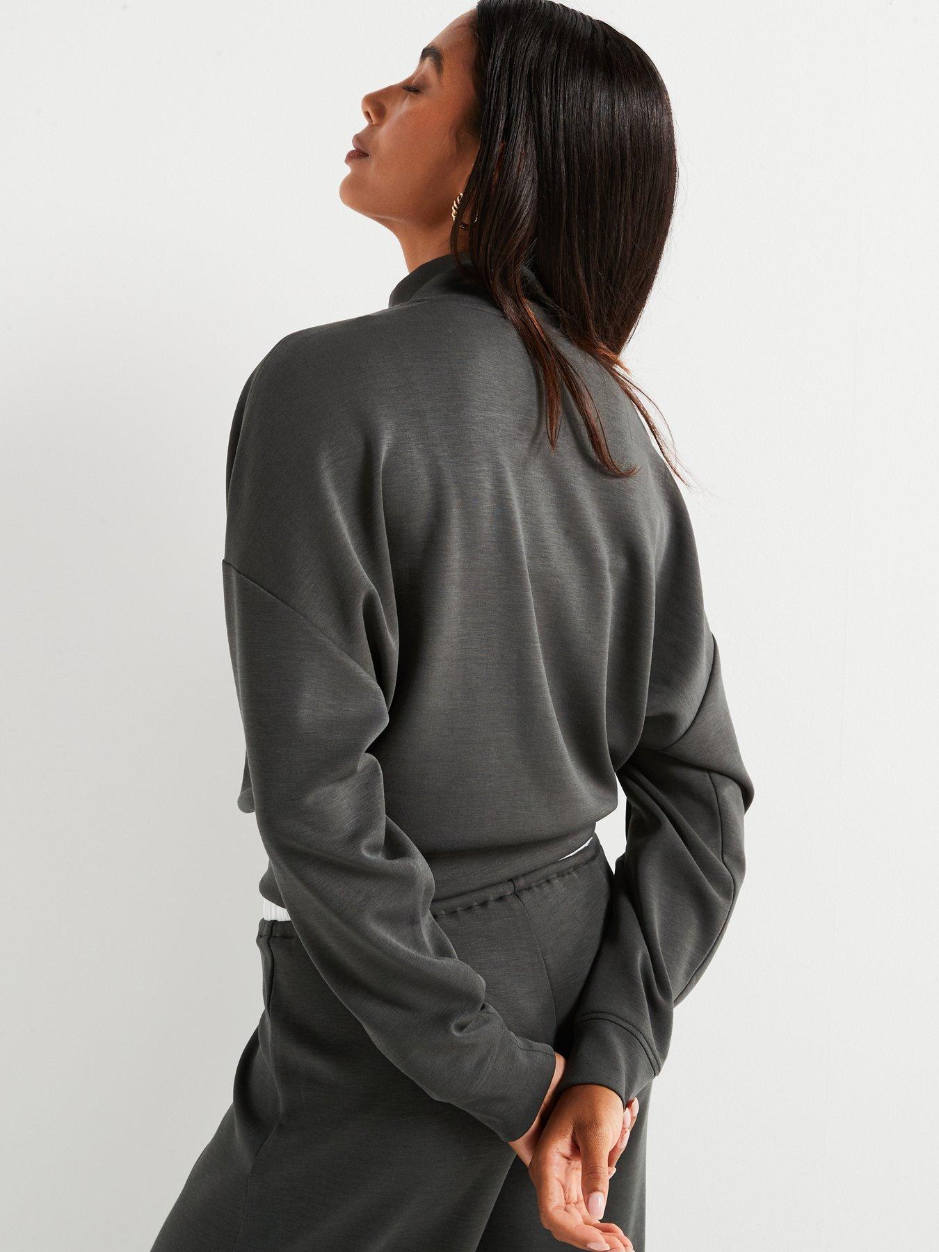 V by Very Premium Modal High Neck Oversized Top - Charcoal | Very