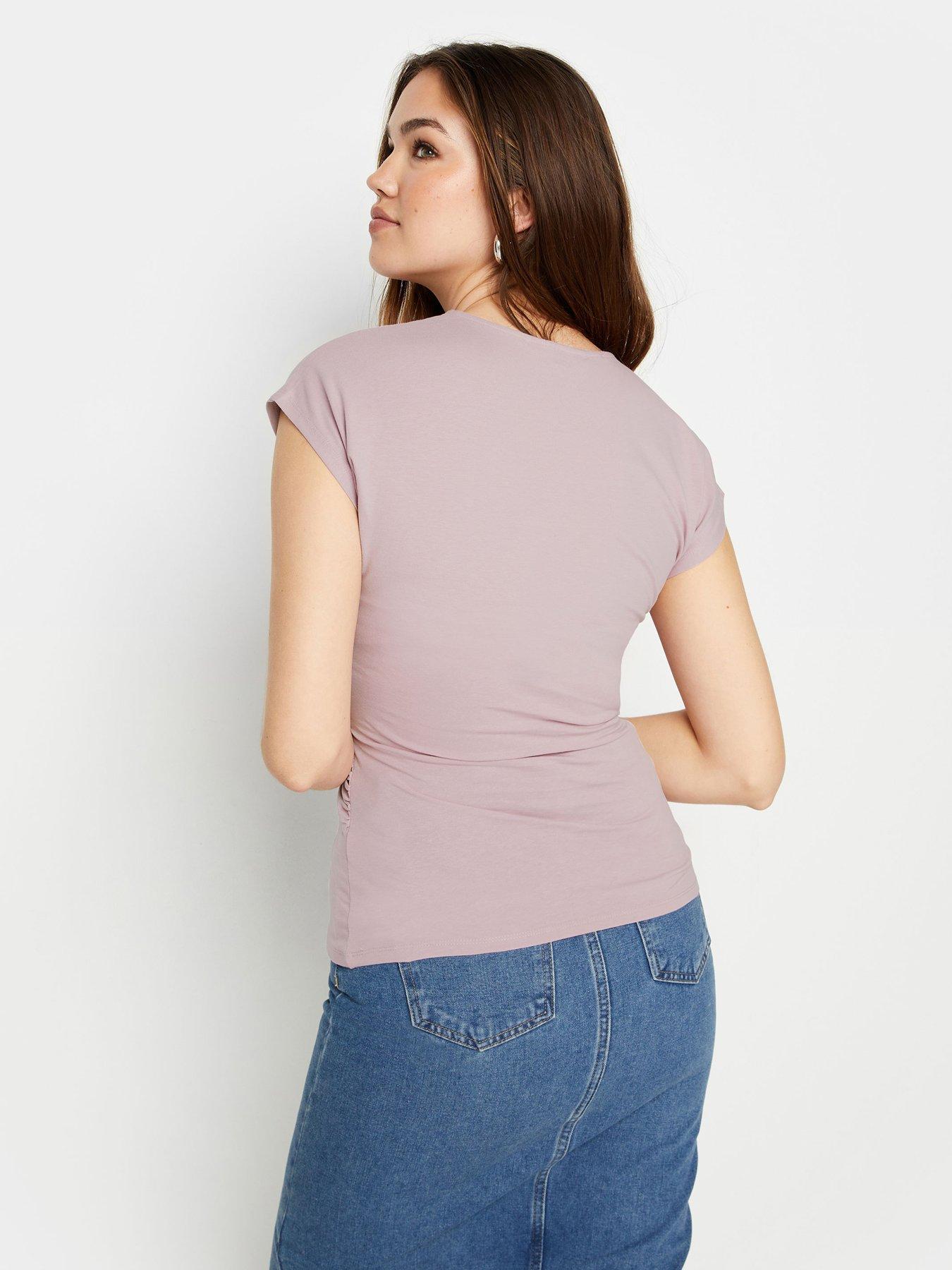 Long Tall Sally Tall 2 Pack Grown On Sleeve Wrap Top Denim/pink | Very