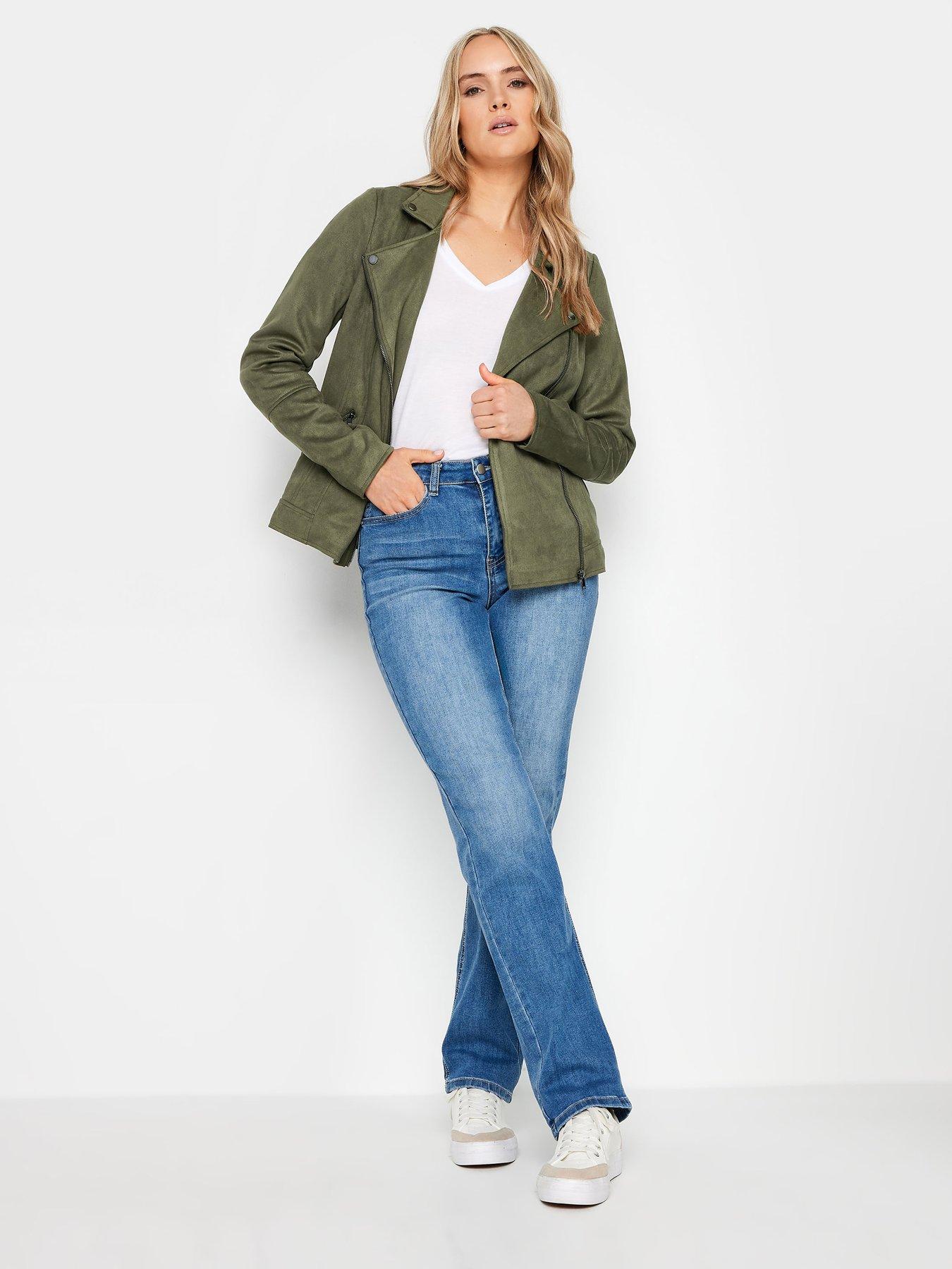 Long Tall Sally Tall Olive Suede Biker Jacket | Very