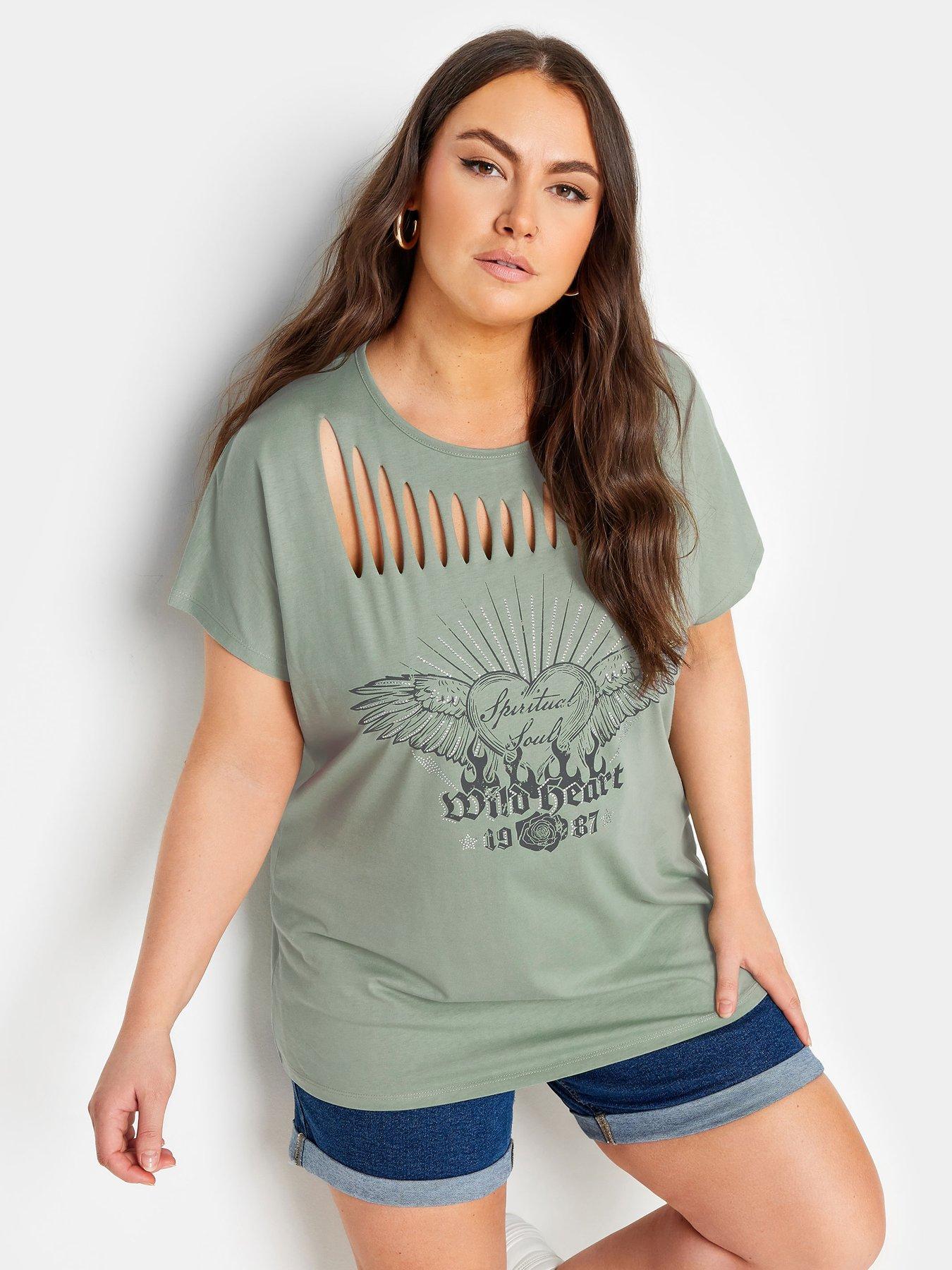 Yours Laser Cut T-shirt - Green | Very