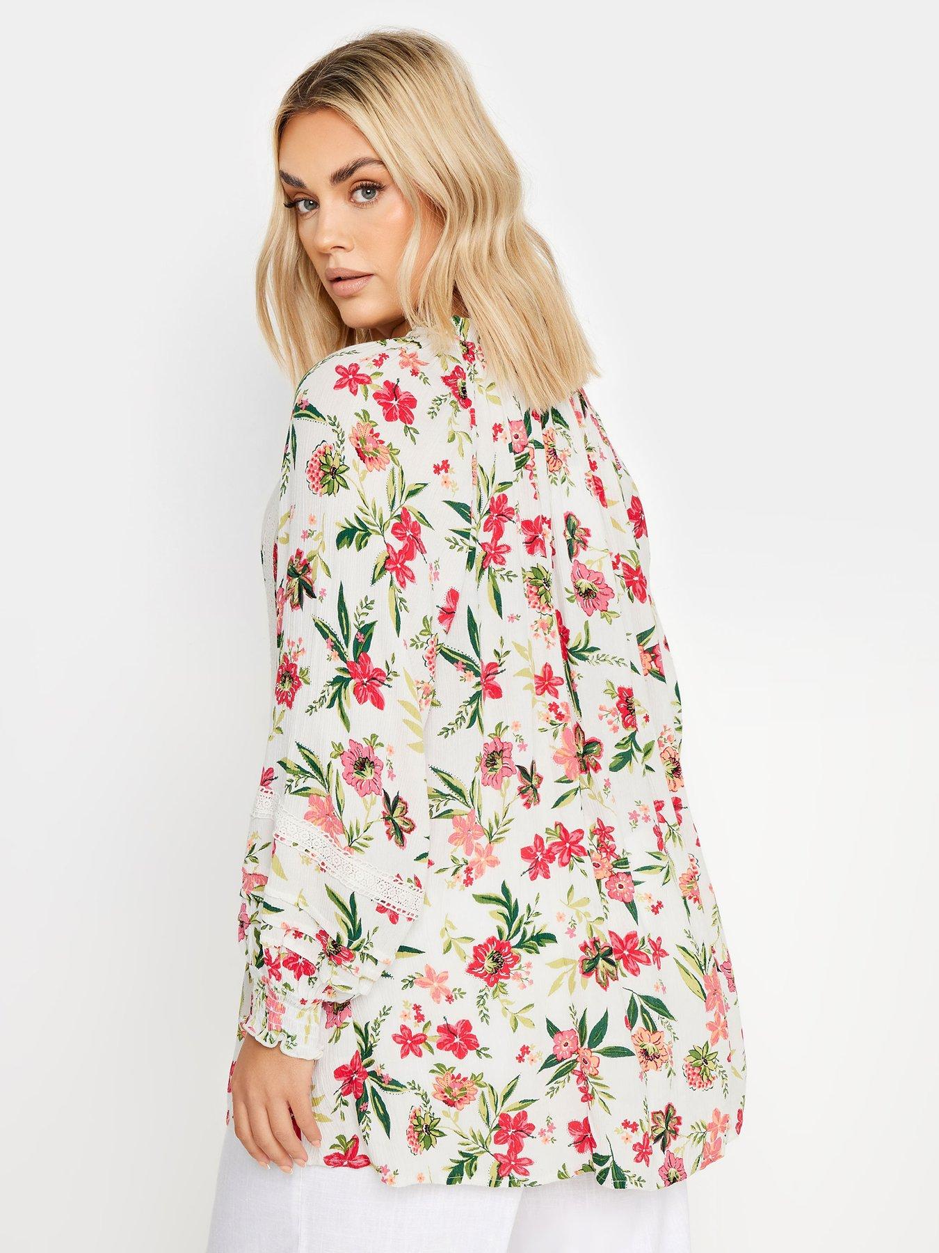 Yours Pleat Front Long Sleeve Gypsy Top - White | Very
