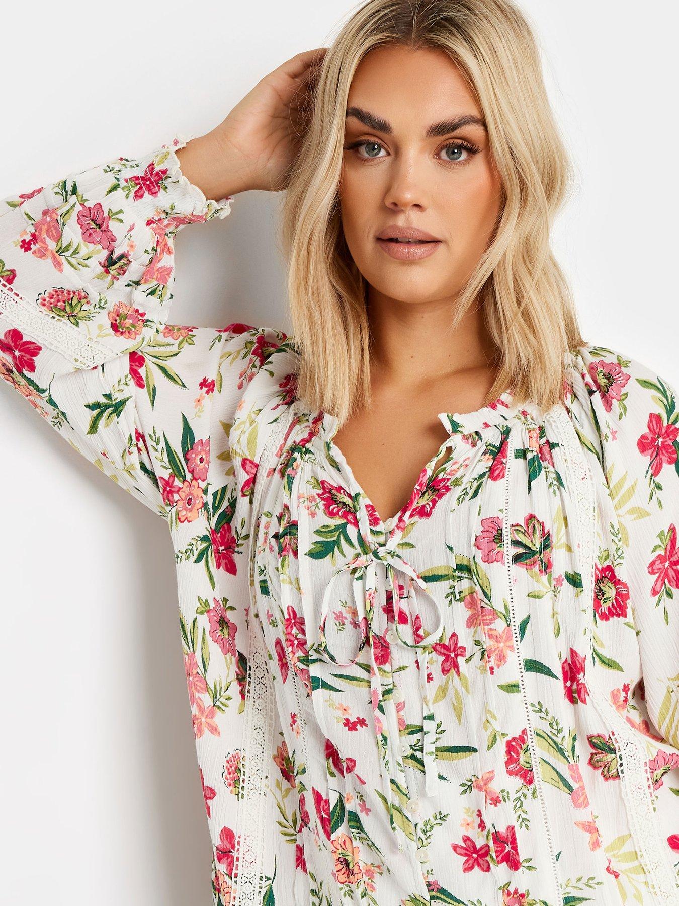 Yours Pleat Front Long Sleeve Gypsy Top - White | Very