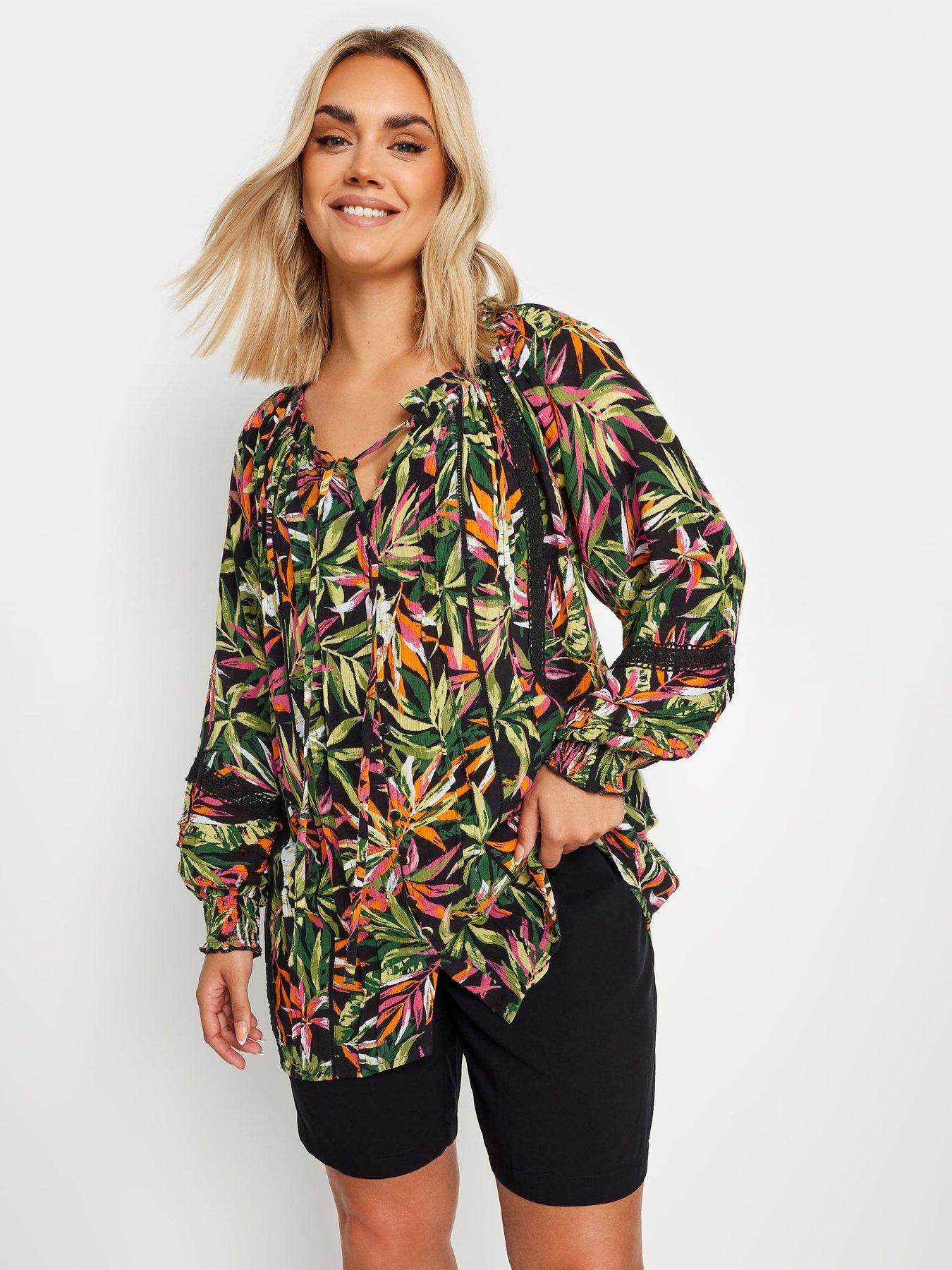 Yours Pleat Front Long Sleeve Gypsy Top - Multi | Very