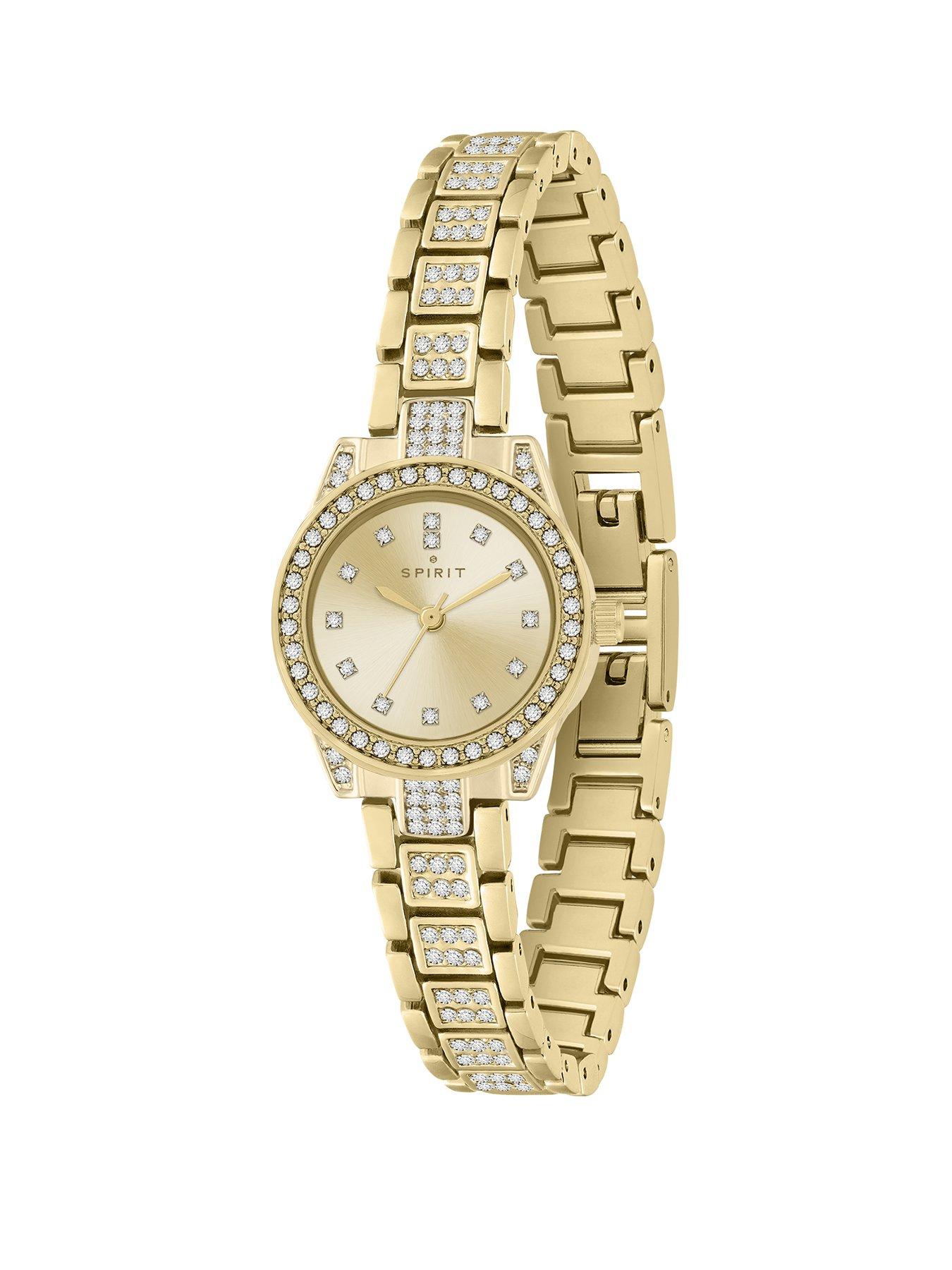 Spirit Ladies Polished Pale Gold Crystal Bracelet Watch | Very