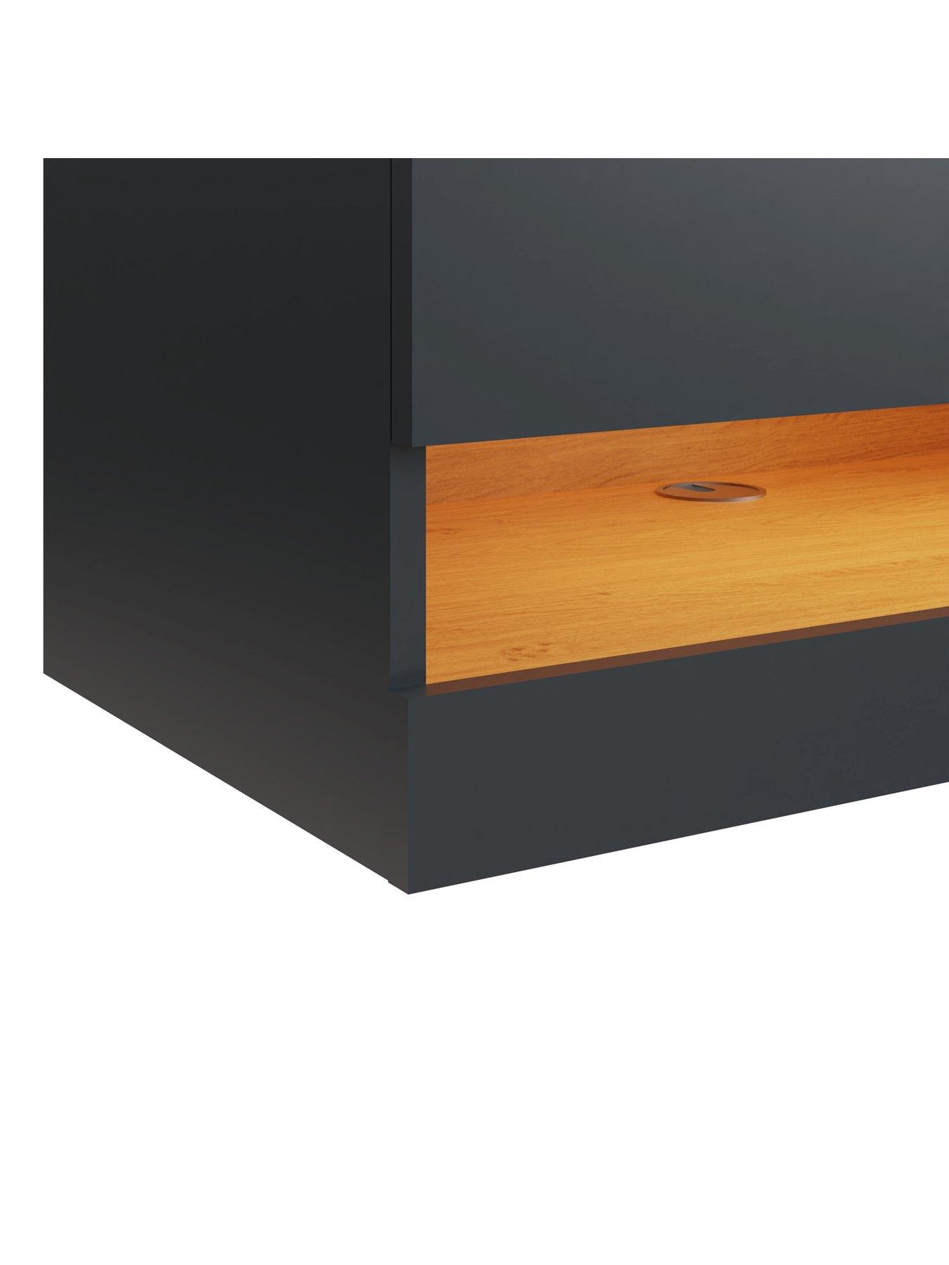 GFW Leon 120 cm Wall Mounted TV Unit with LED Lights - fits up to 50 ...