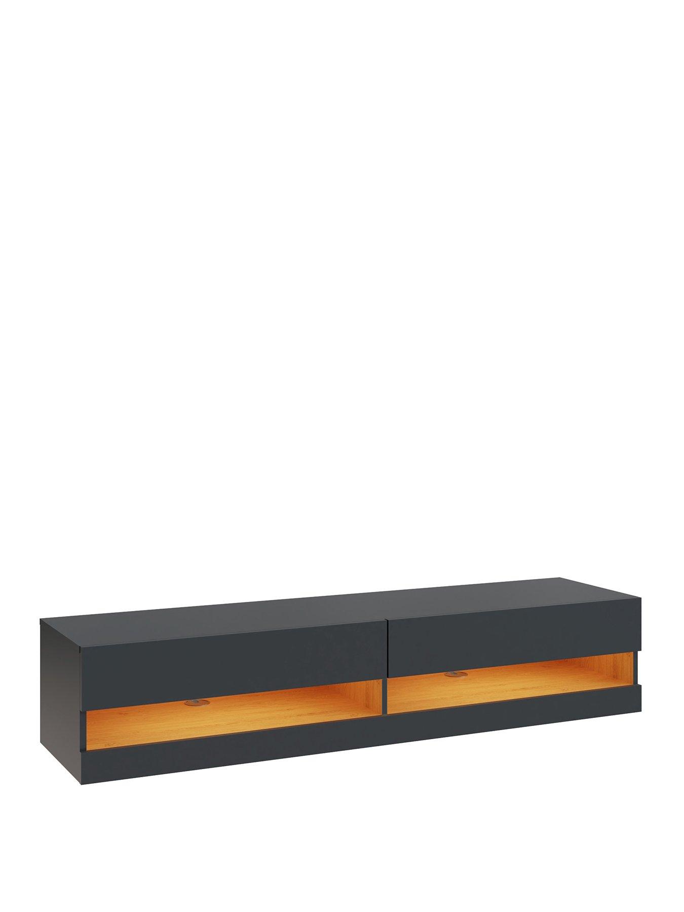 GFW Leon 150 cm Wall Mounted TV Unit with LED Lights - fits up to 65 ...