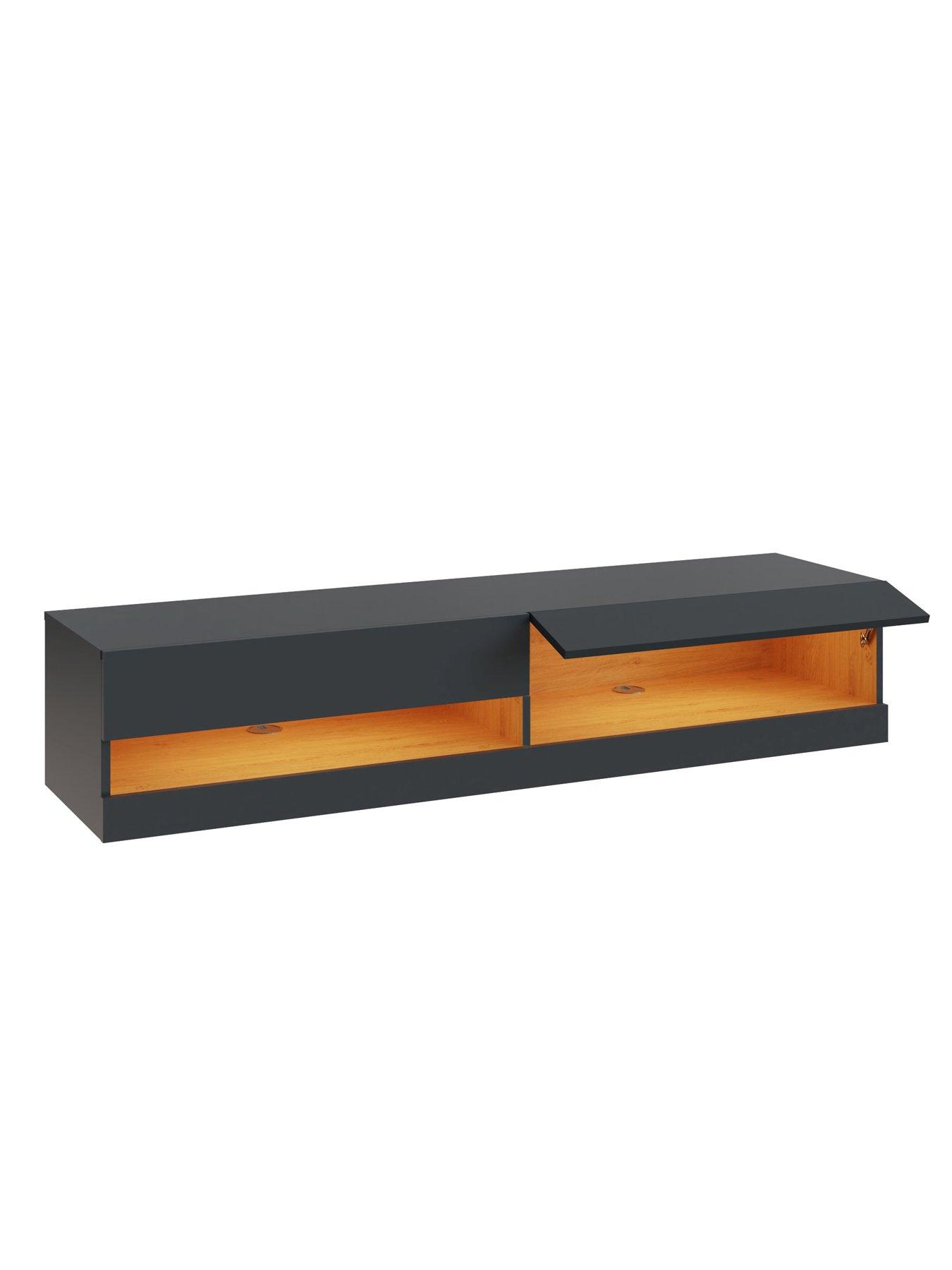 GFW Leon 150 cm Wall Mounted TV Unit with LED Lights - fits up to 65 ...
