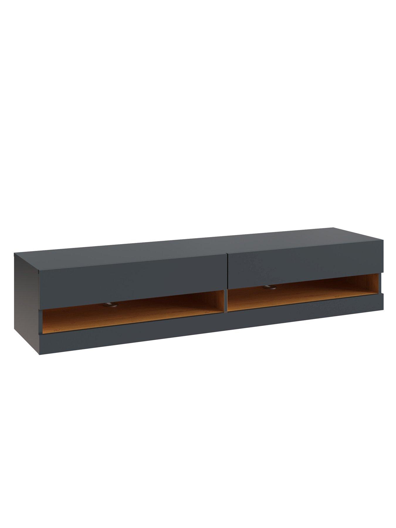 GFW Leon 150 cm Wall Mounted TV Unit with LED Lights - fits up to 65 ...