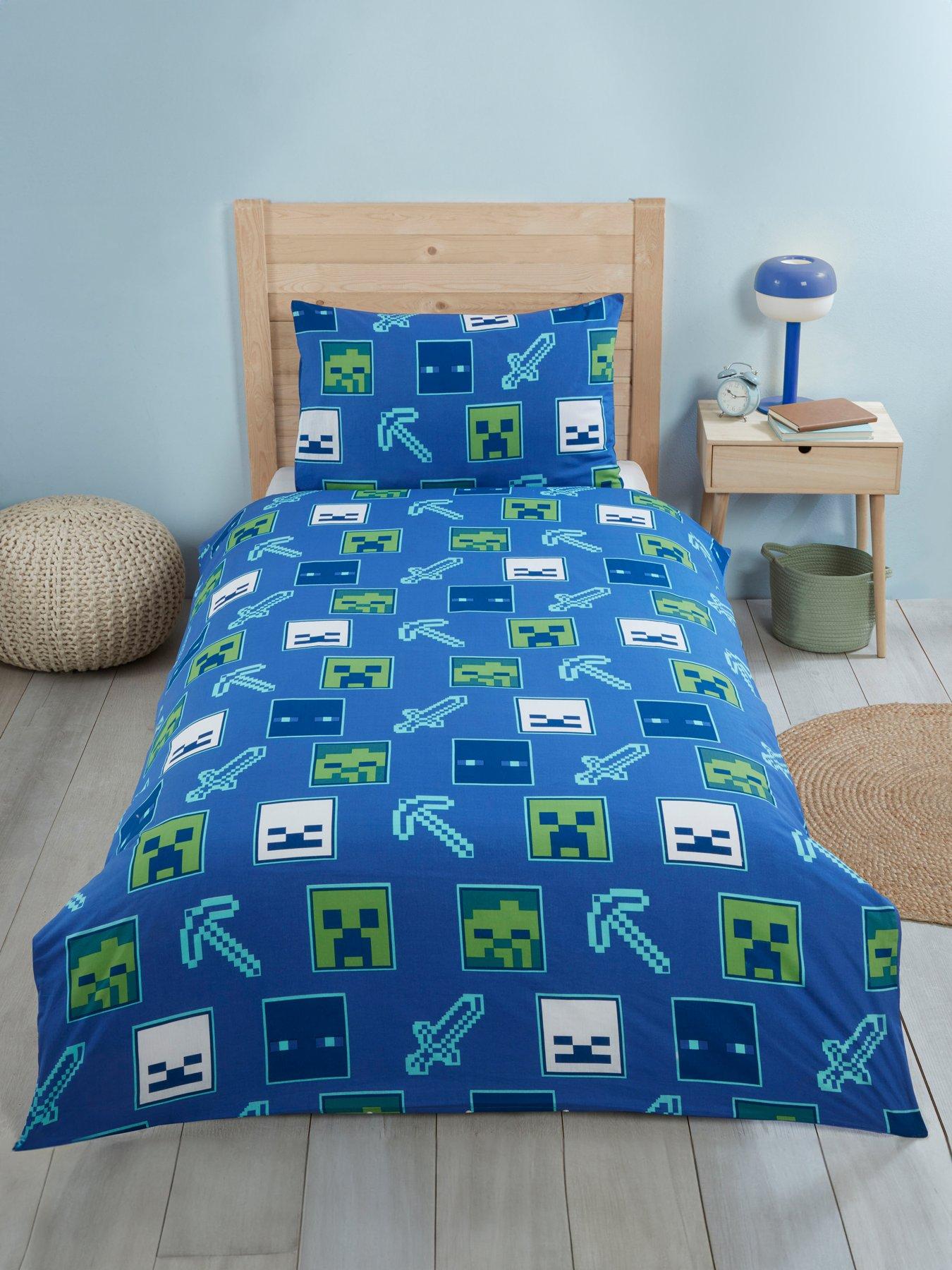 Minecraft Beware of the Dark Glow-In-The-Dark Single Duvet Cover Set | Very