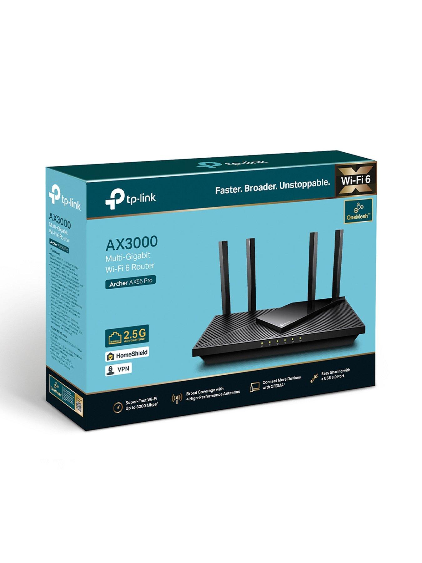 TP Link TP-Link Archer AX55 Pro Wi-Fi 6 Dual Band Gigabit Router wih 3 ...