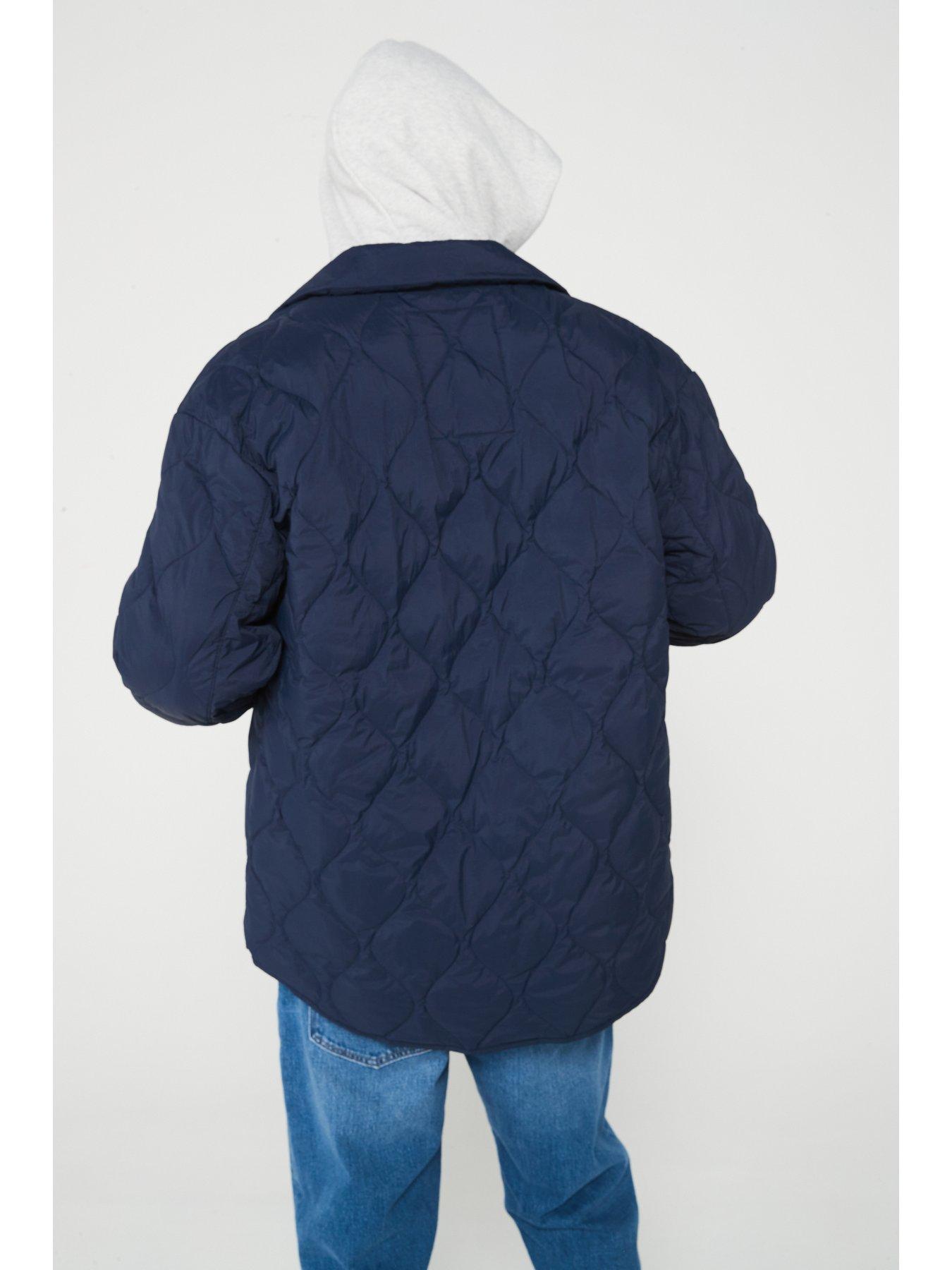 Tommy Jeans Flag Button Thru Quilted Shacket - Navy | Very
