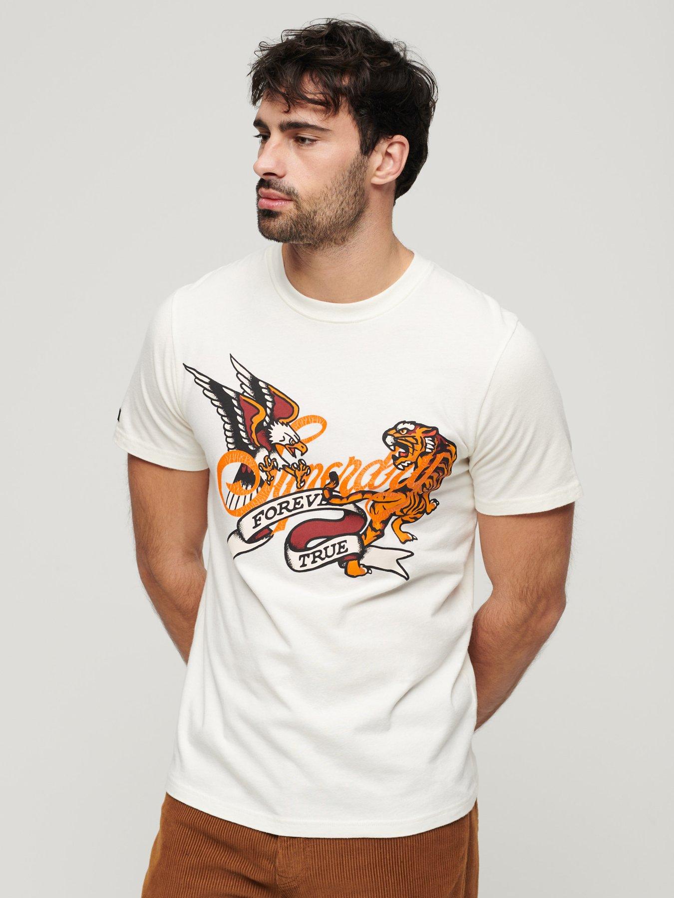 Superdry Tattoo Script Logo T-Shirt - Off White | Very