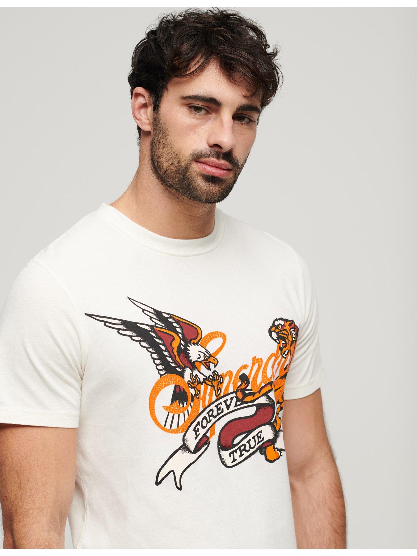 Superdry Tattoo Script Logo T-Shirt - Off White | Very