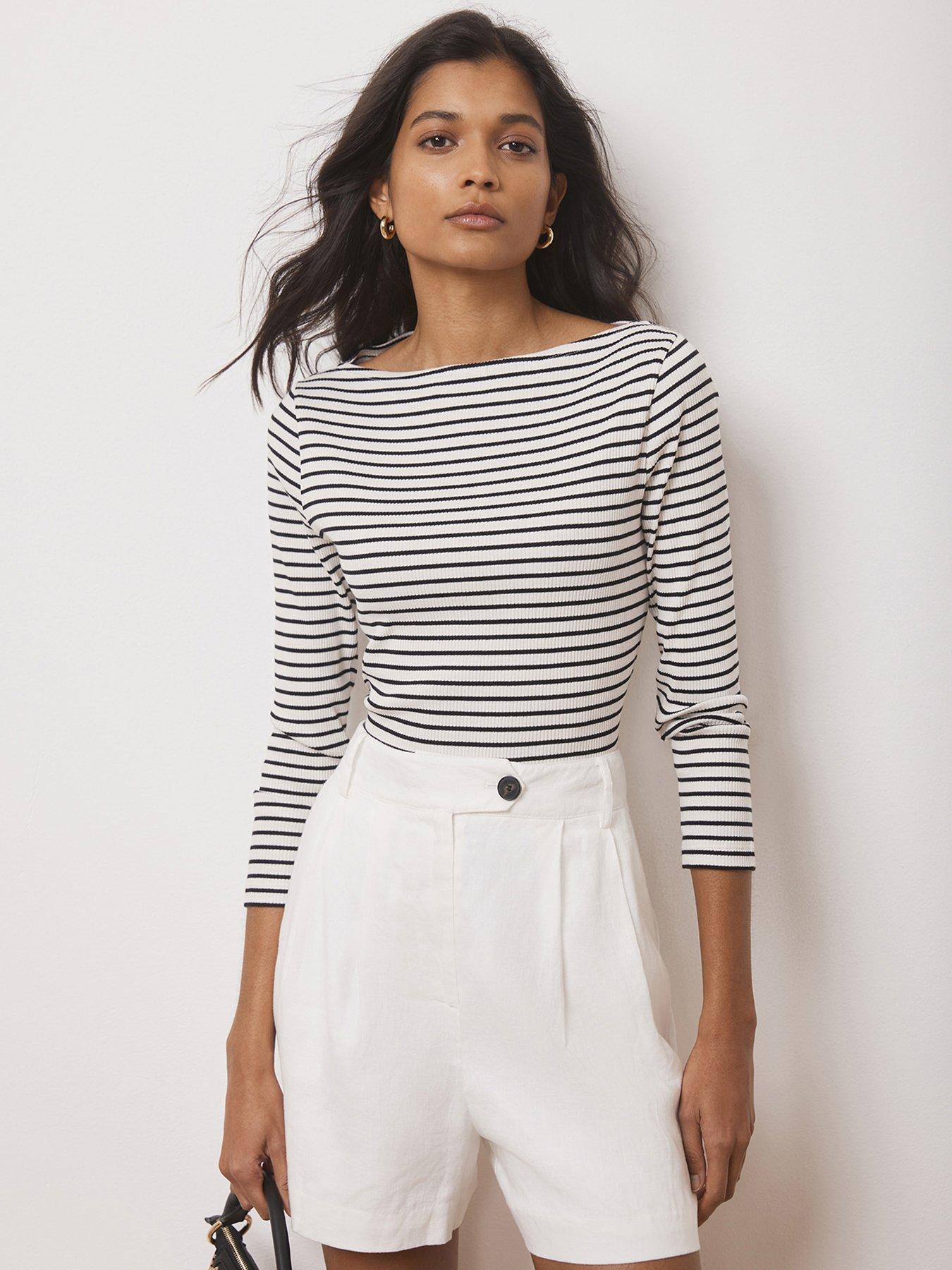 Mint Velvet Stripe Wide Neck Top - Multi | Very