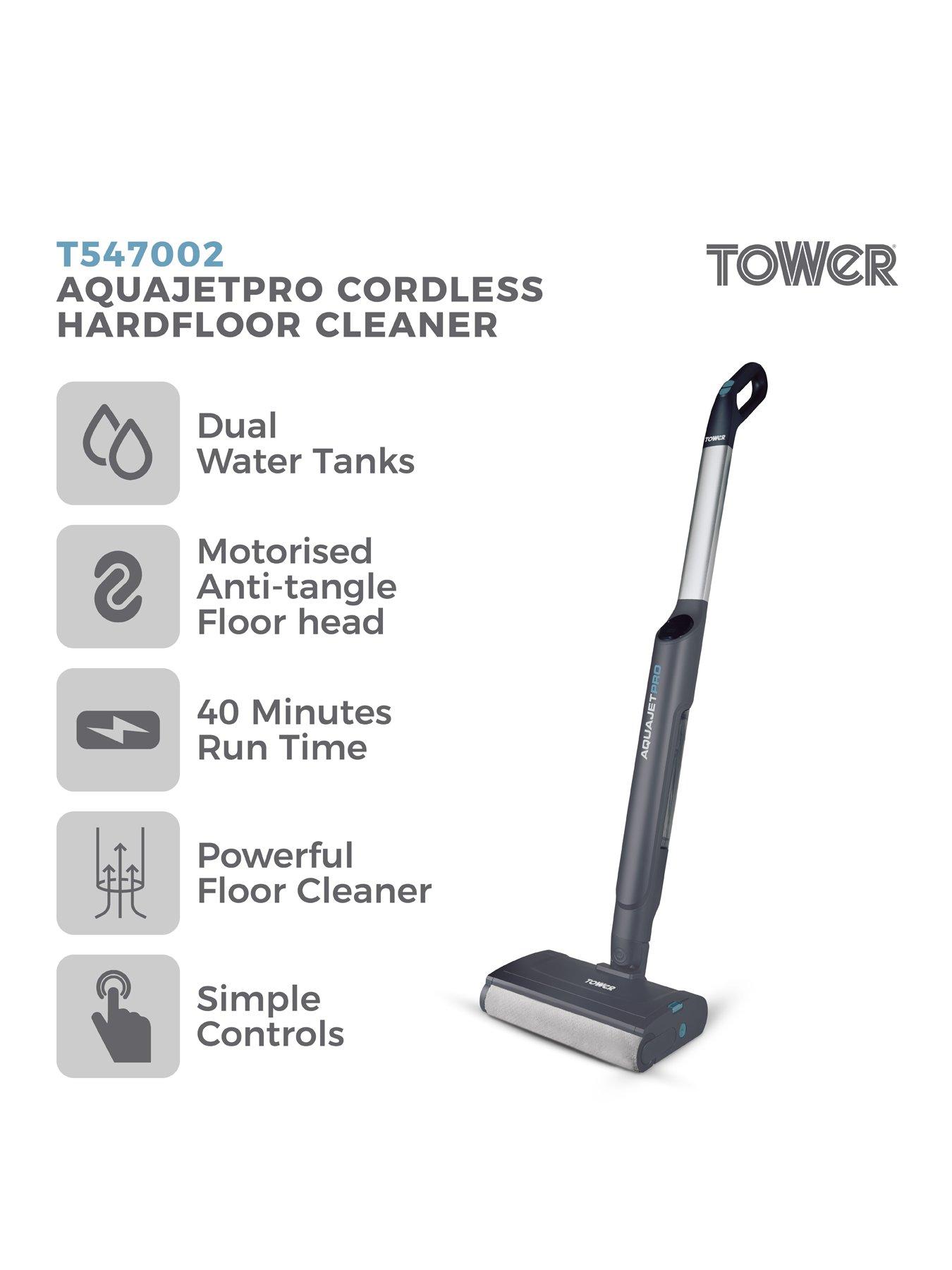 Tower T547002 Aquajet Pro Cordless Hardfloor Cleaner with One Touch Controls, LED Display Panel ...