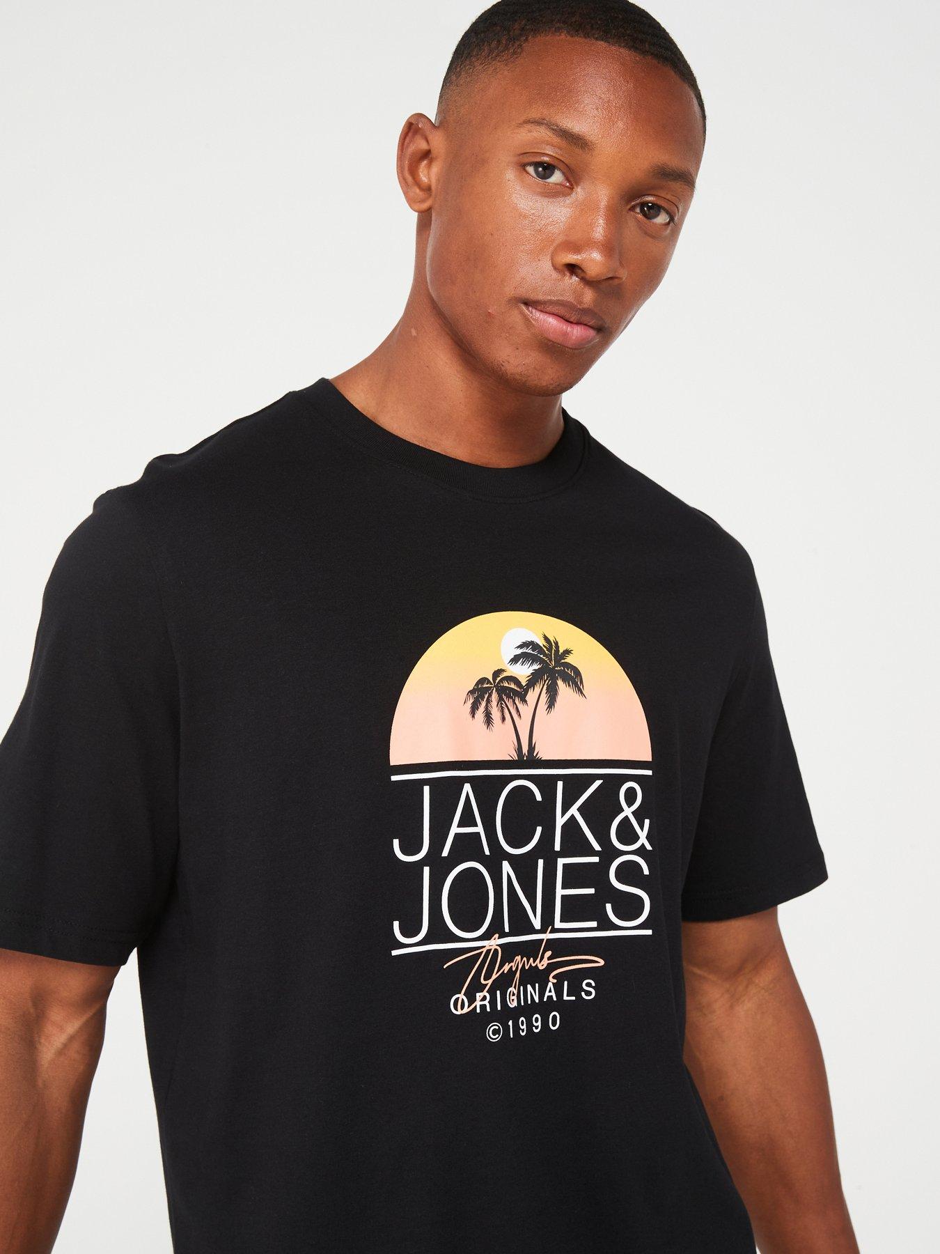 Jack & Jones Jack & Jones Sunset Graphic Logo T-shirt - Black | Very.co.uk