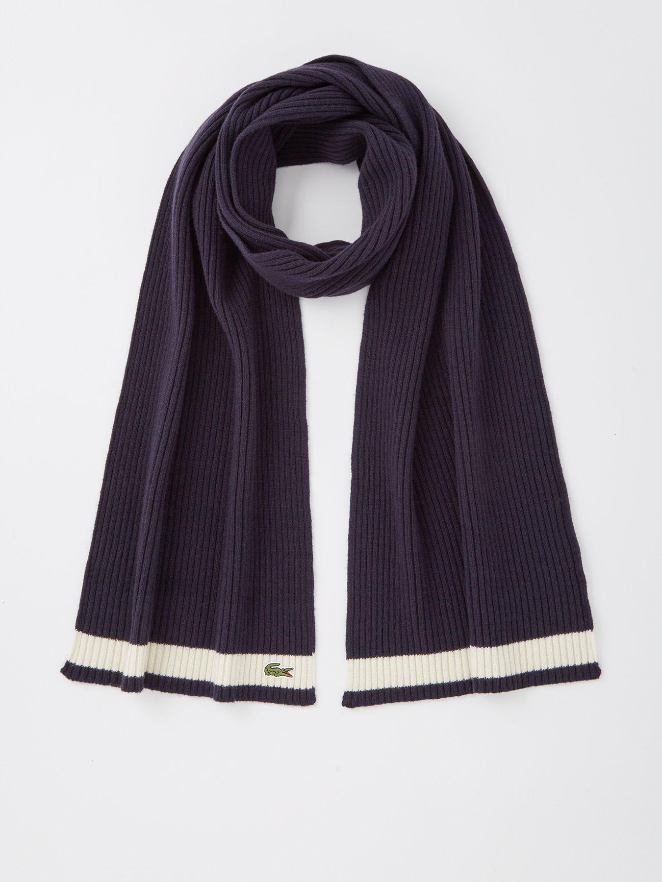 Lacoste Ribbed Wool Scarf - Dark Blue | Very