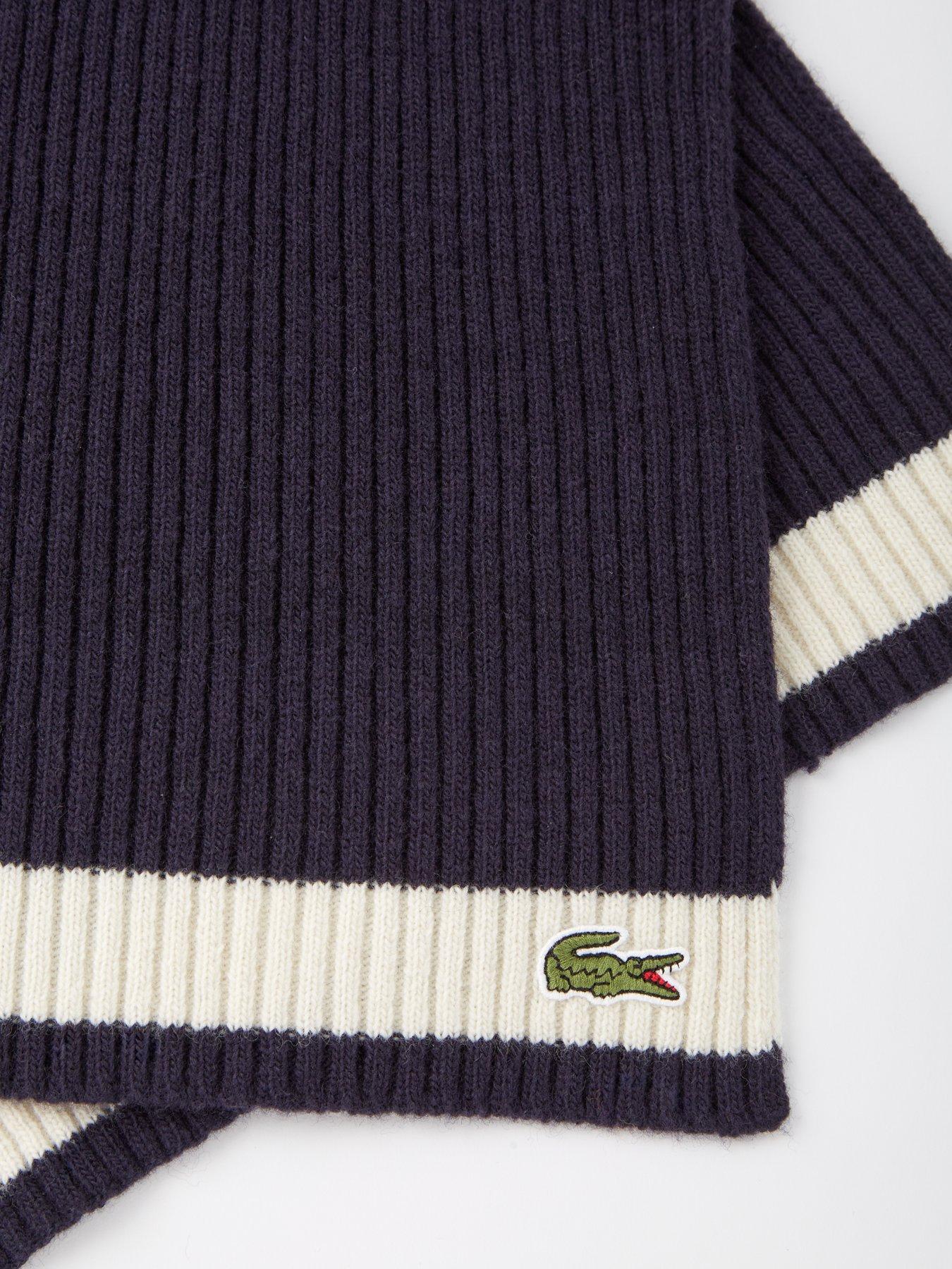 Lacoste Ribbed Wool Scarf - Dark Blue | Very