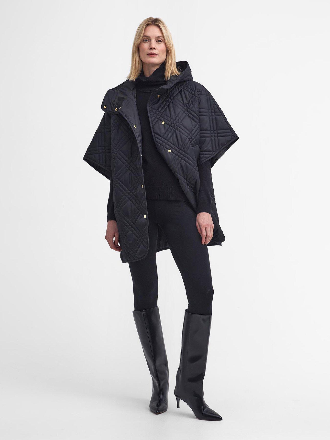 Barbour Astor Quilted Cape Jacket - Black | Very