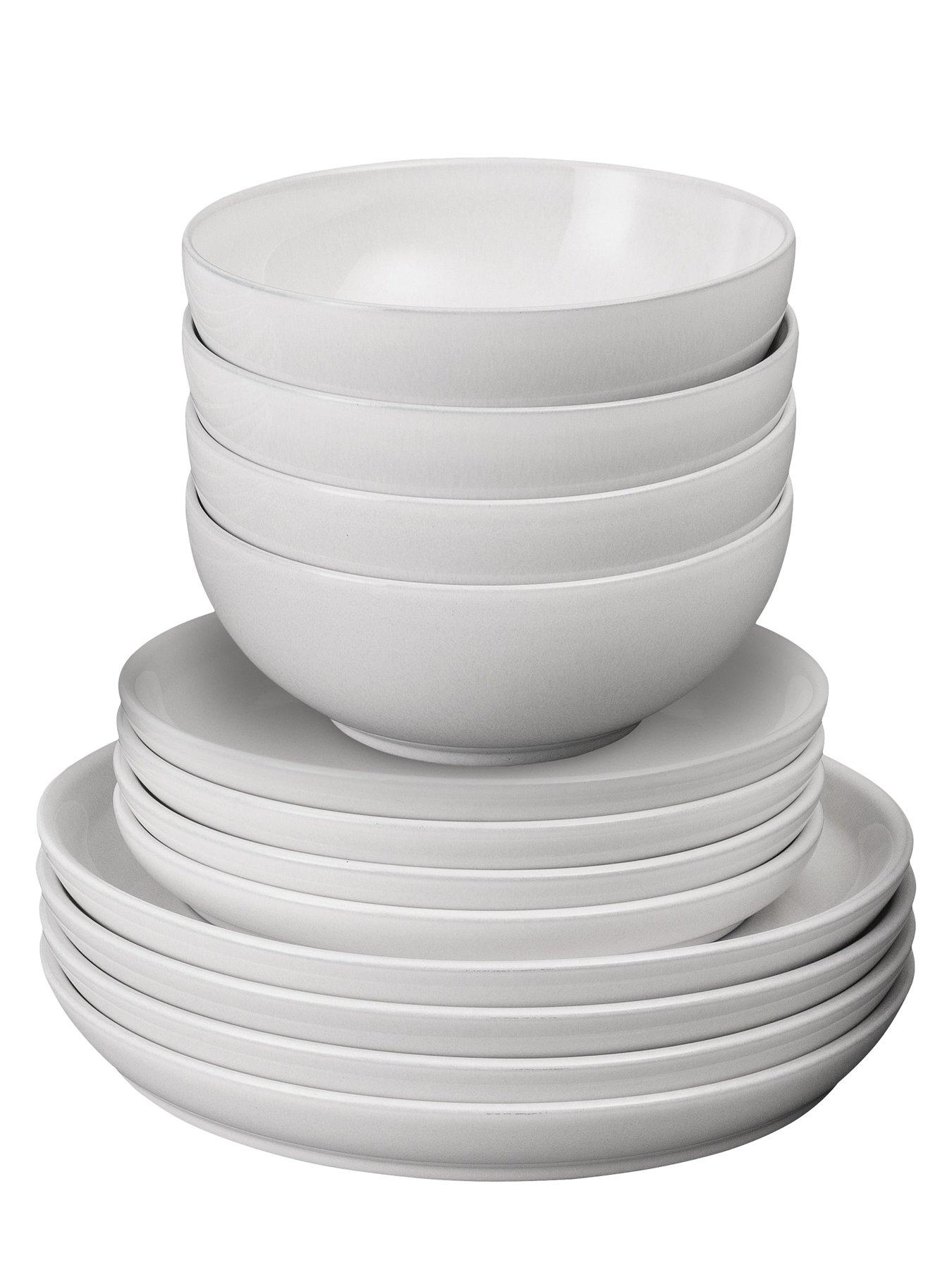 Denby Elements 12-Piece Coupe Dinner Set in Stone White | Very