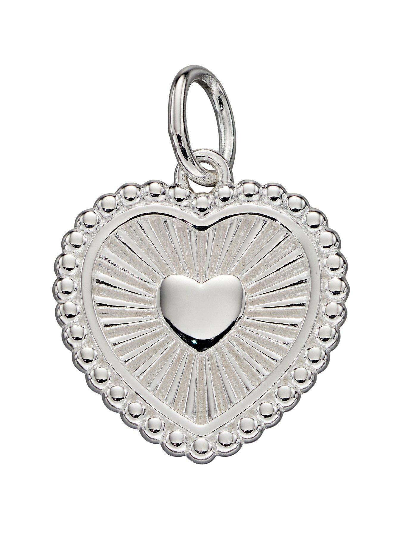 The Love Silver Collection Sterling Silver Sun Ray Ray Heart Necklace ...