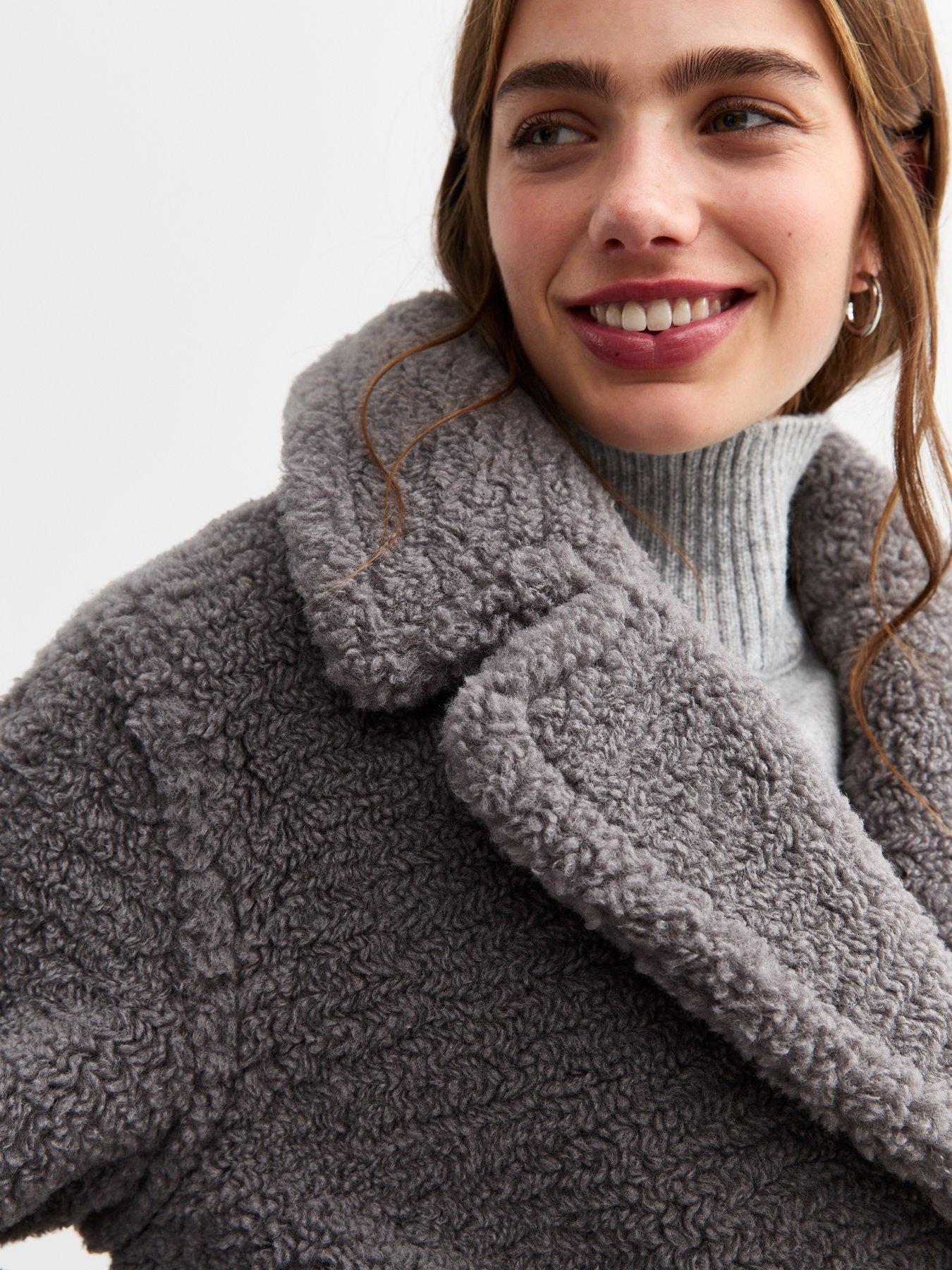 New Look Short Borg Coat - Grey | Very
