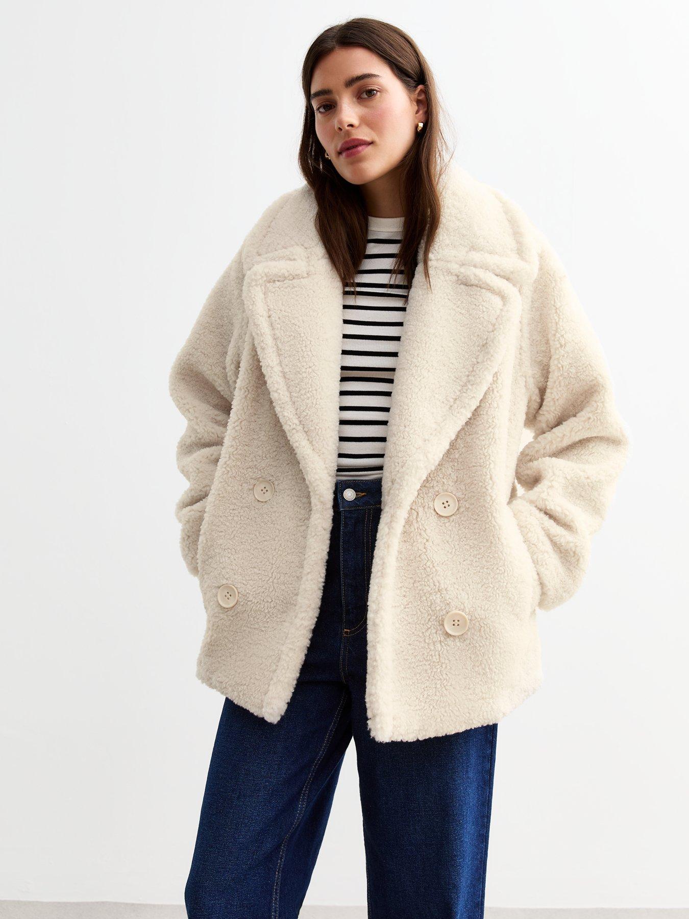 New Look Short Borg Coat - Off White | Very