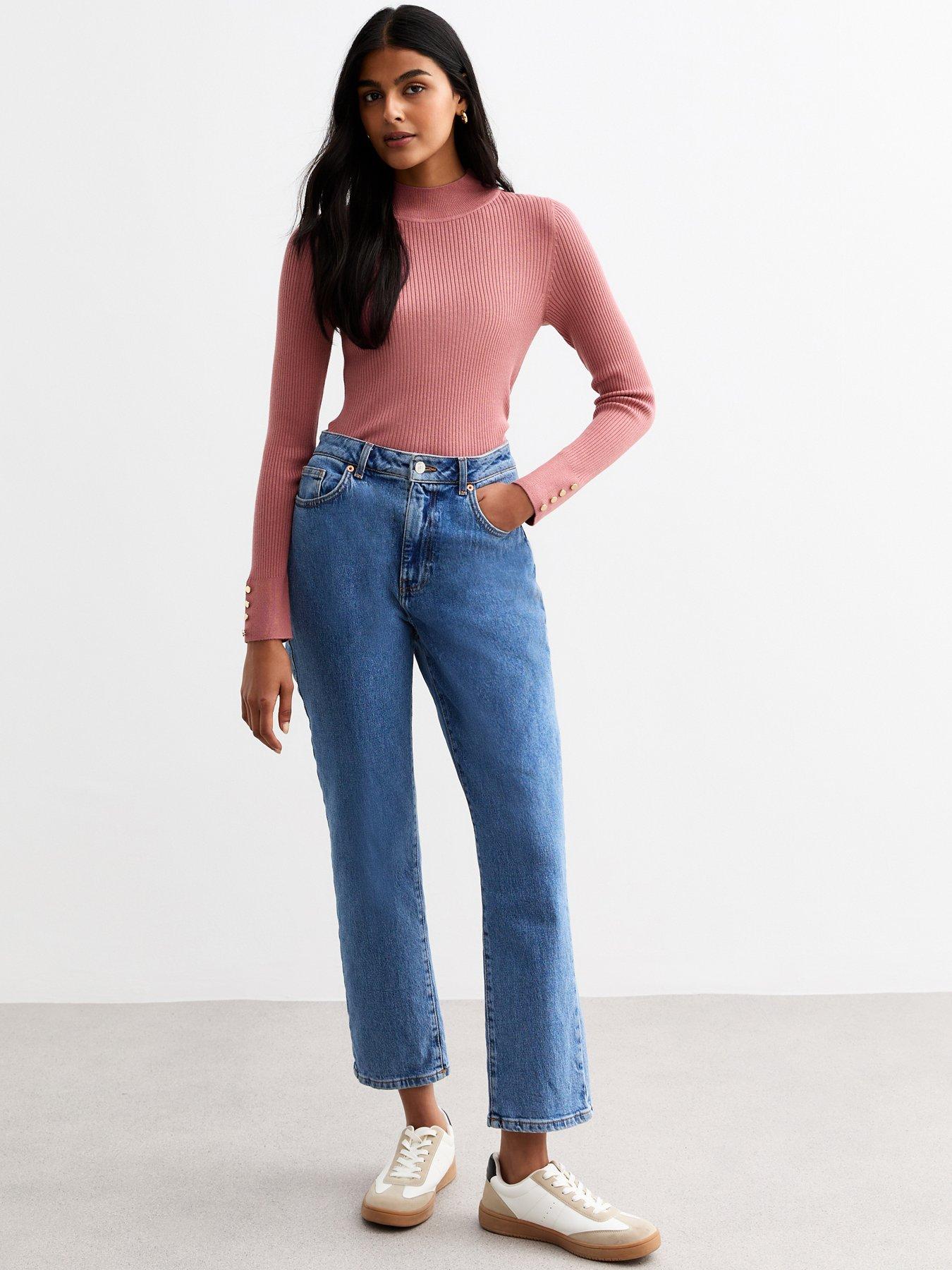 New Look Ribbed Buttoned Cuff Jumper - Pink | Very