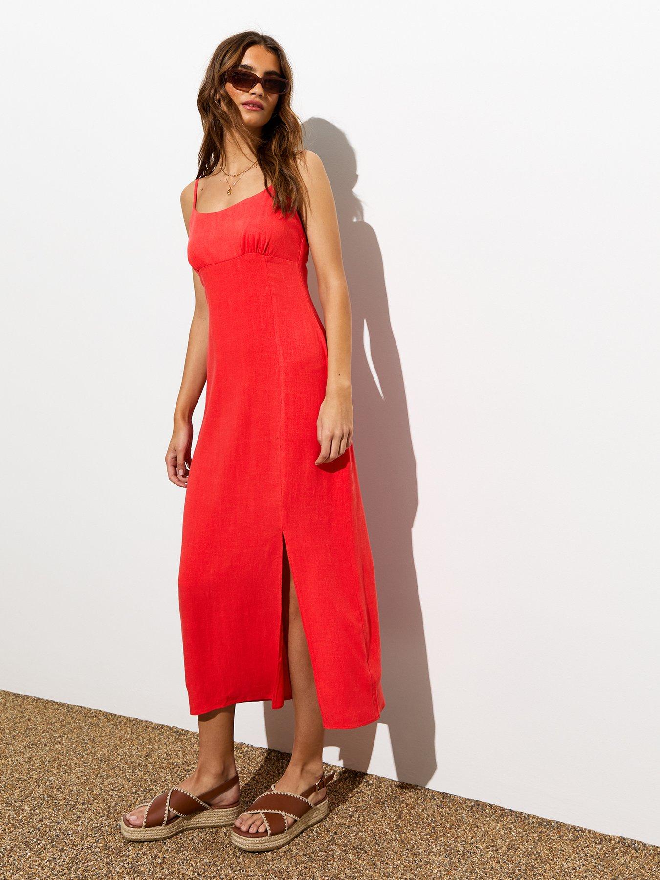 New Look Red Split Hem Midi Slip Dress | Very