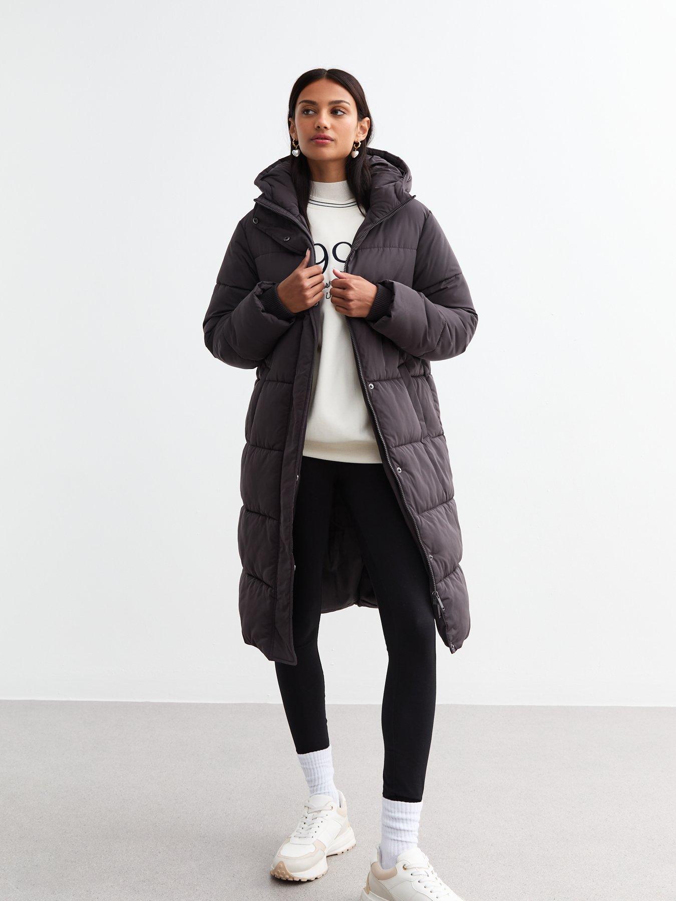 New Look Hooded Longline Puffer Coat - Grey | Very