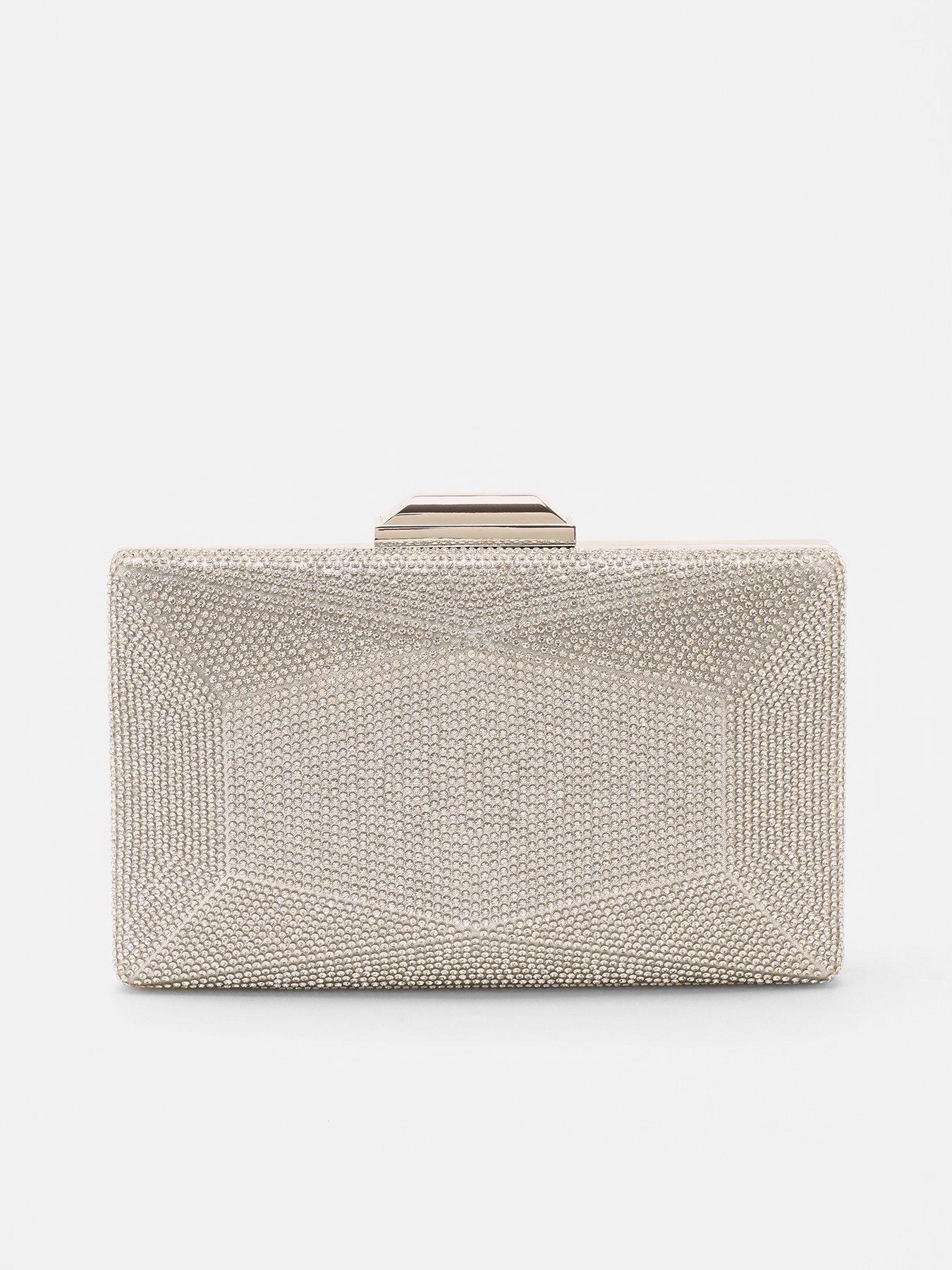 Quiz Silver Diamante Geometric Box Bag | Very