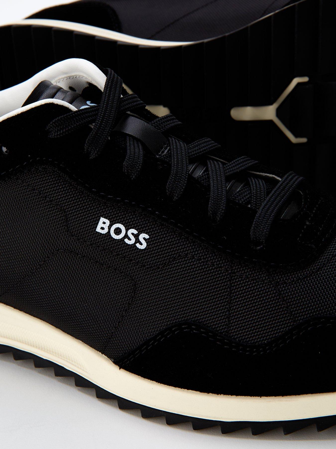 BOSS Zayn Low Profile Nylon/suede Lace Sneaker - Black/white | Very