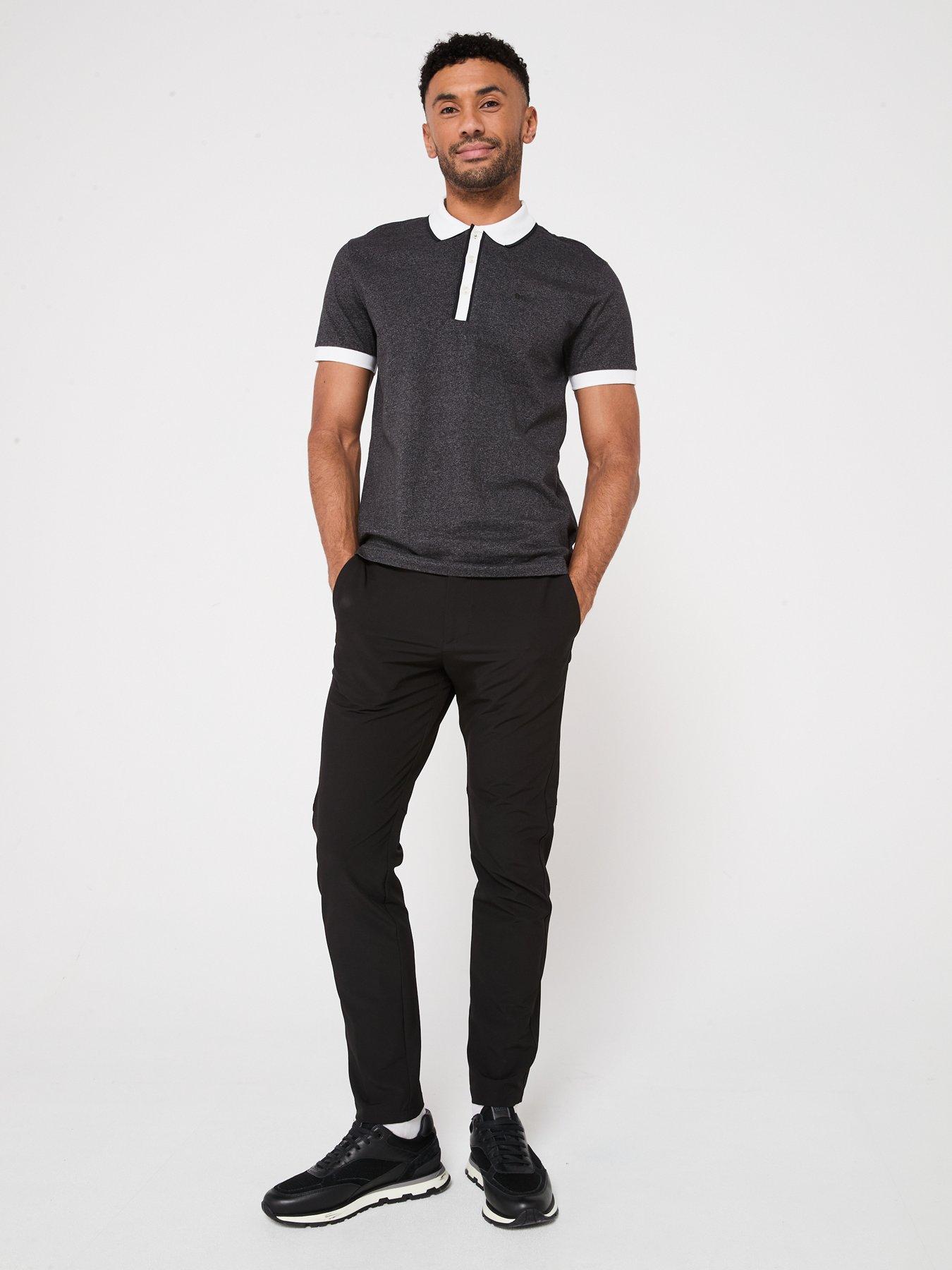 BOSS Paddy 4 Regular Fit Contrast Placket Polo Shirt - Grey/White | Very
