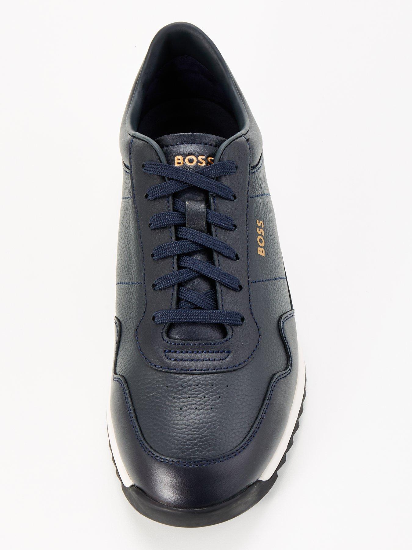 BOSS Zayn Low Profile Leather Lace Sneaker - Dark Blue | Very