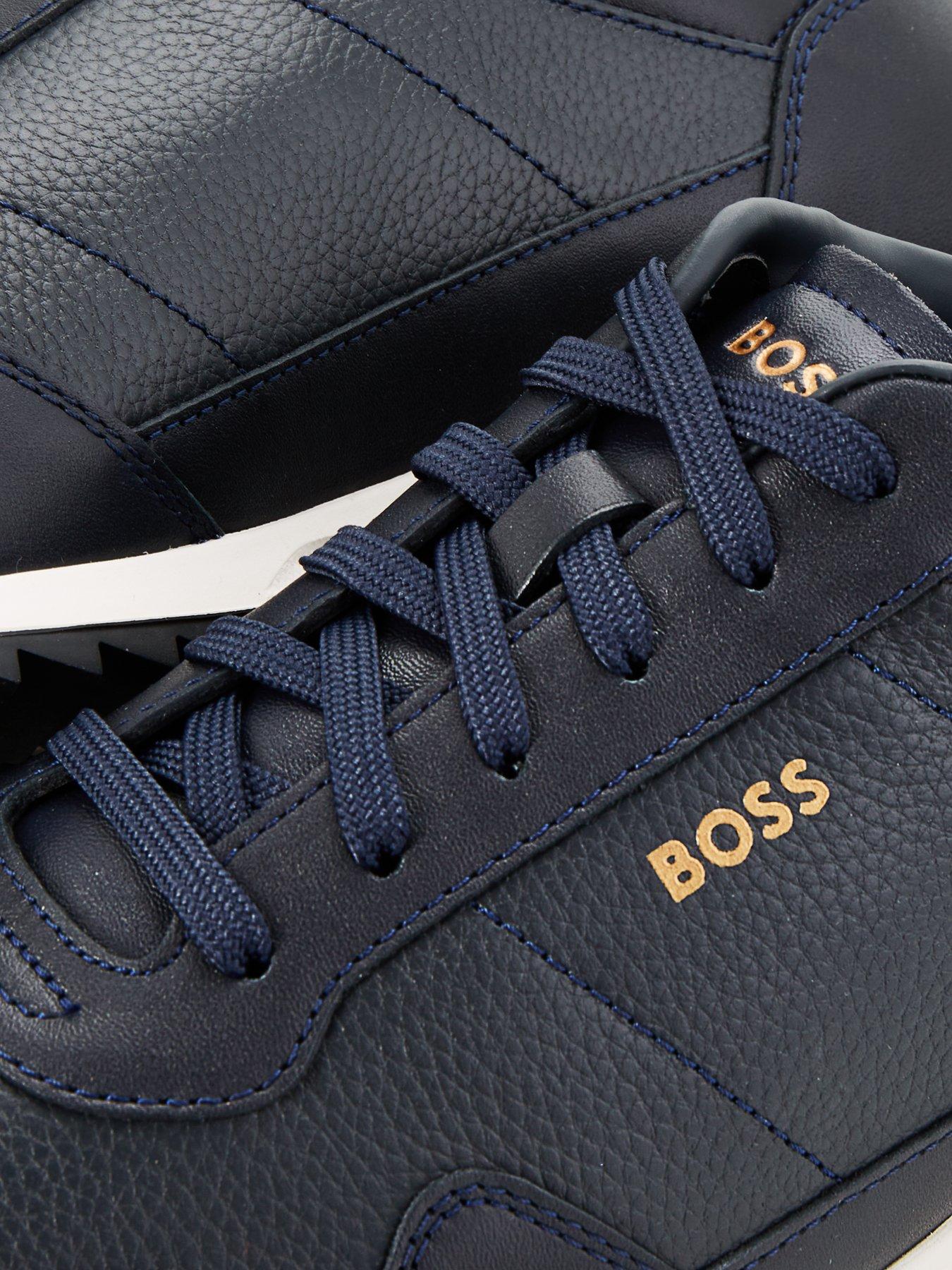 BOSS Zayn Low Profile Leather Lace Sneaker - Dark Blue | Very