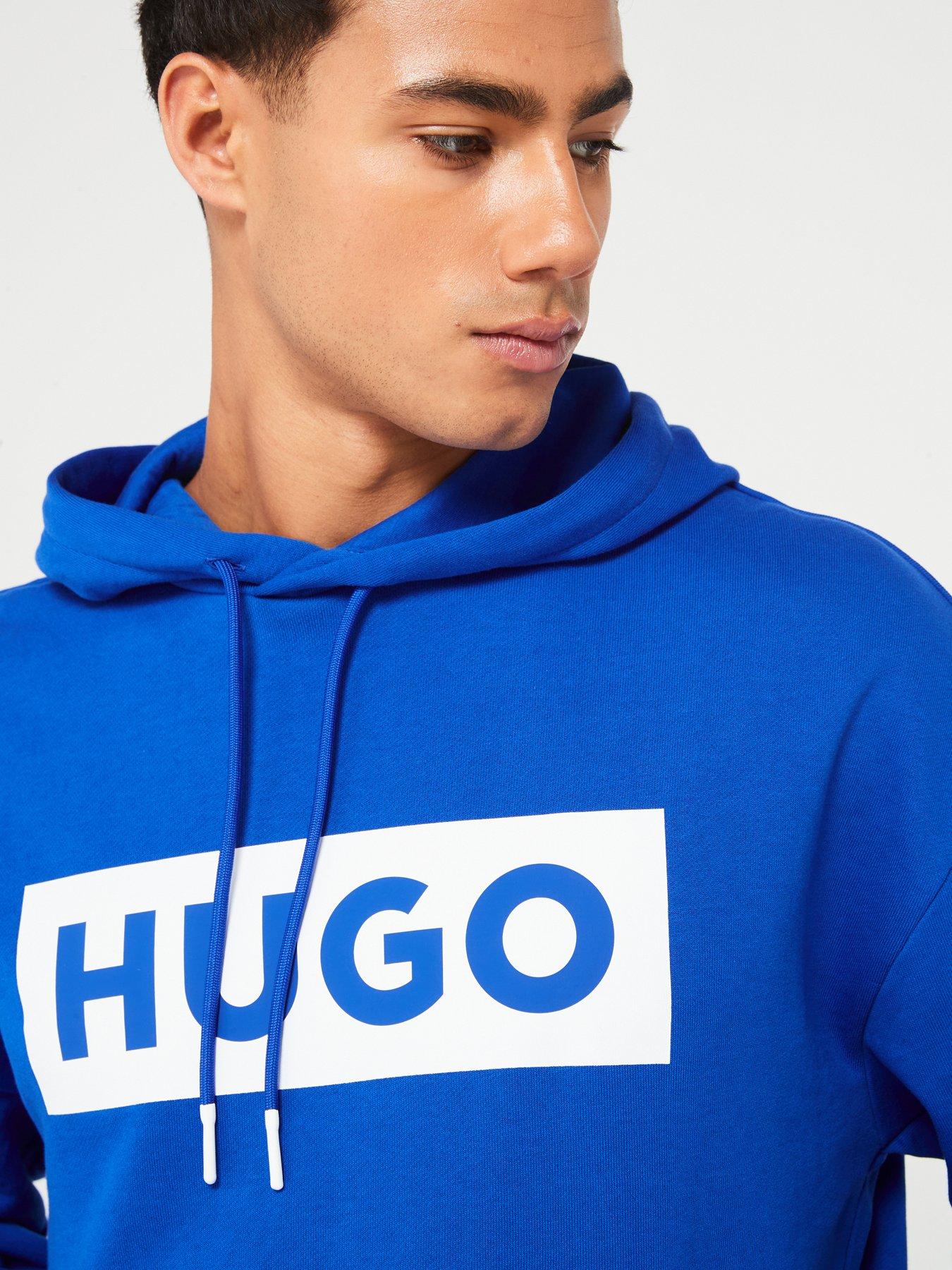 HUGO BLUE Nalves Regular Fit Logo Hoodie-Bright Blue | Very.co.uk