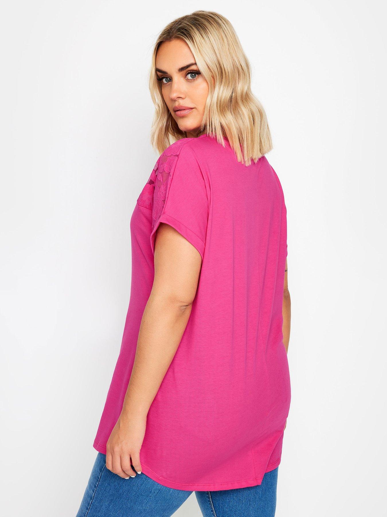 Yours Mesh Burnout T-Shirt - Pink | Very