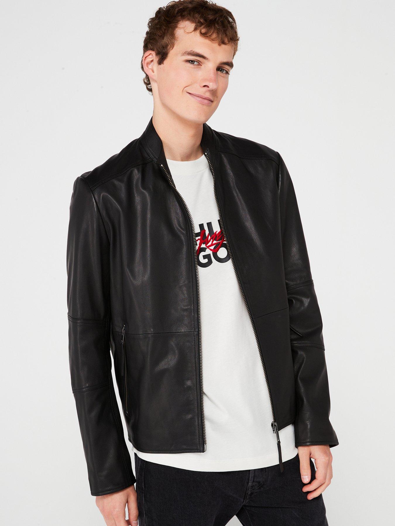 HUGO Lokis-3 Leather Biker Jacket - Black | Very