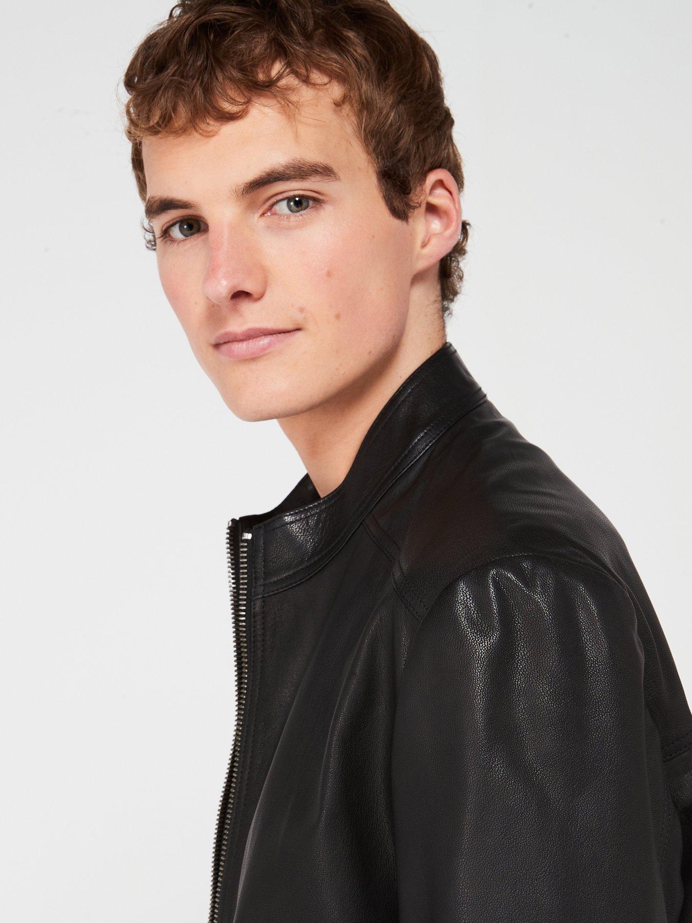 HUGO Lokis-3 Leather Biker Jacket - Black | Very